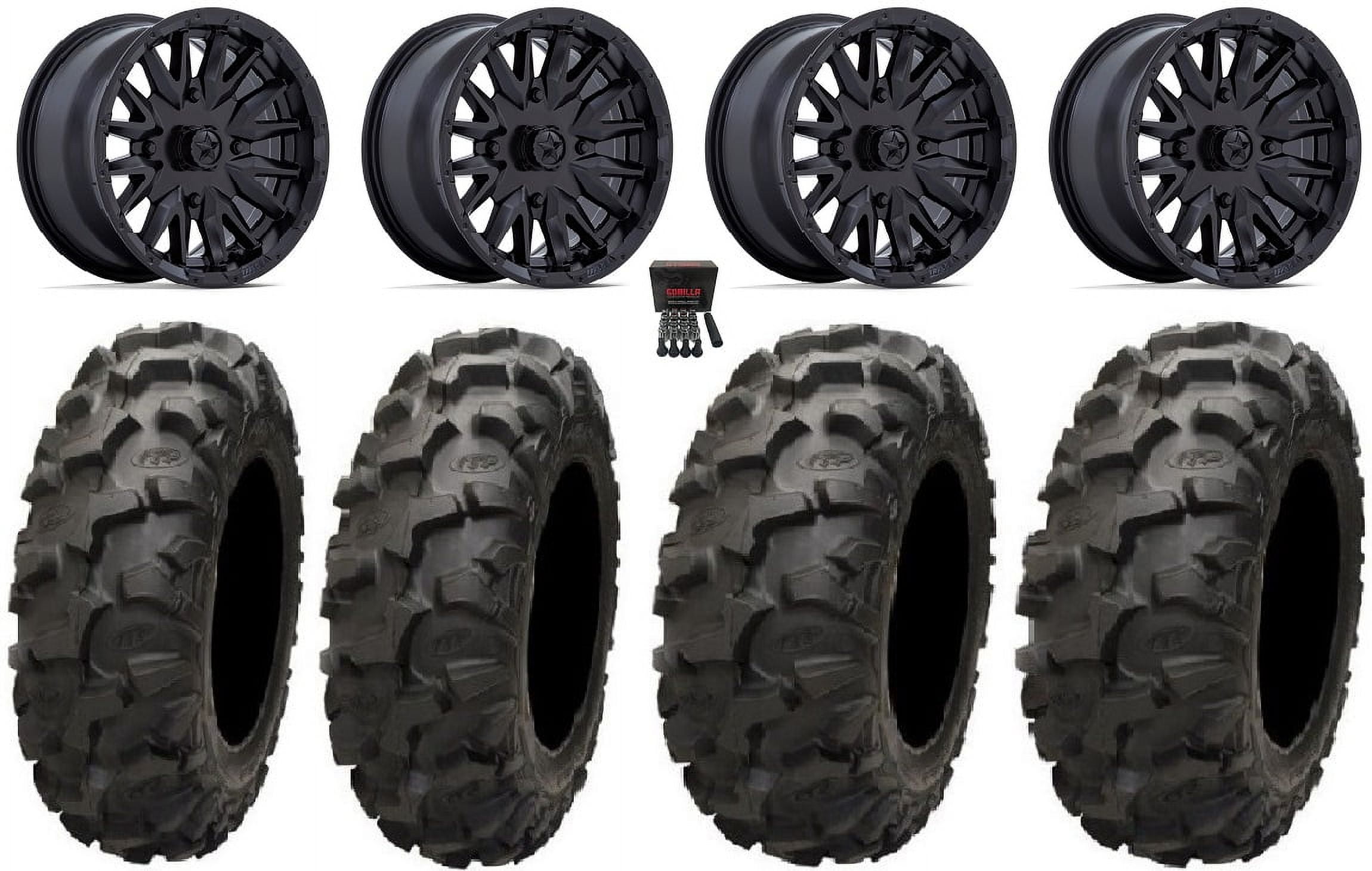 MSA Creed 14" Wheels Black 28" Blackwater Tires Honda Foreman Rancher ...