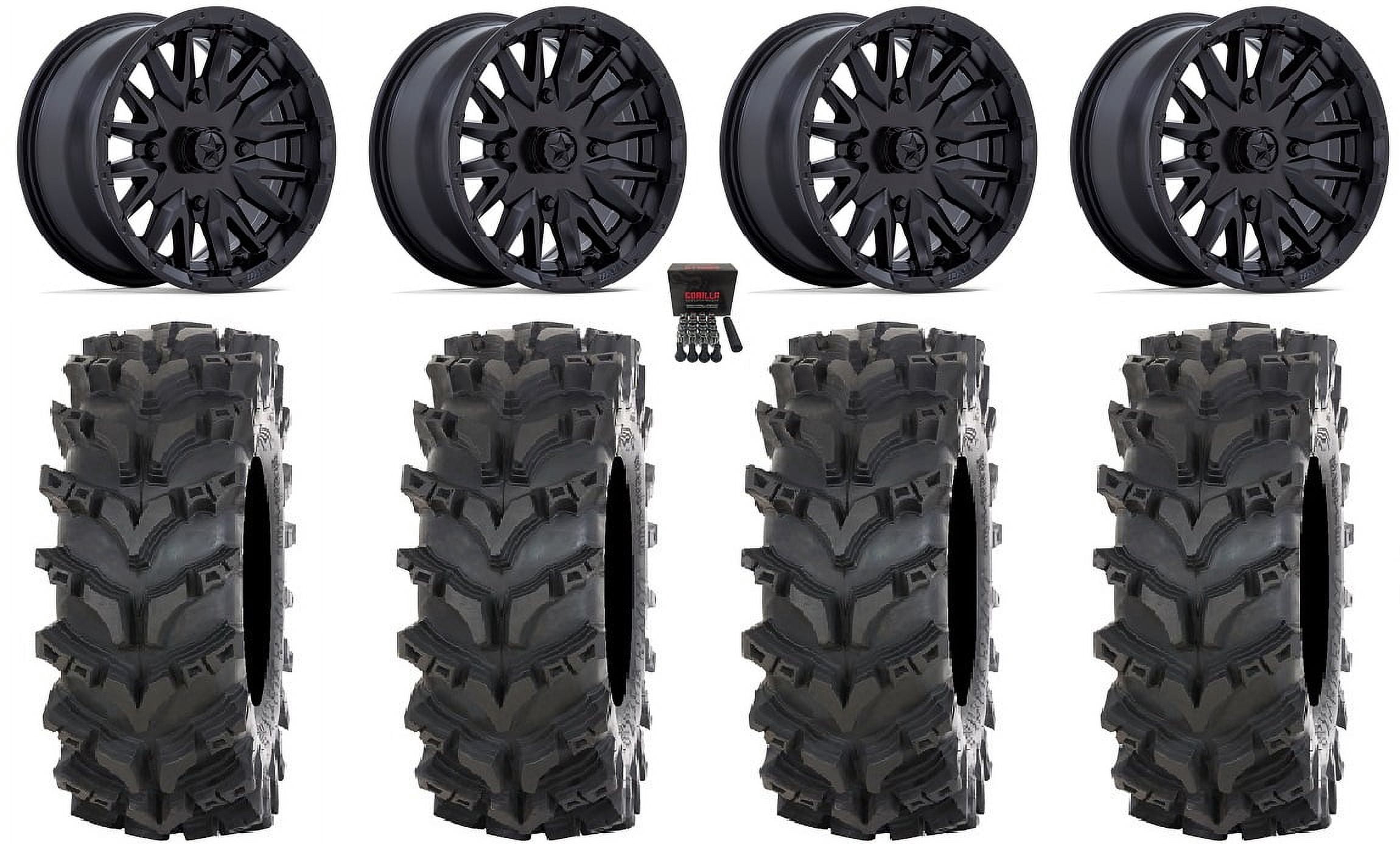 MSA Creed 14" Wheels Black 28" Out&Back Max Tires Polaris RZR XP 1000 ...