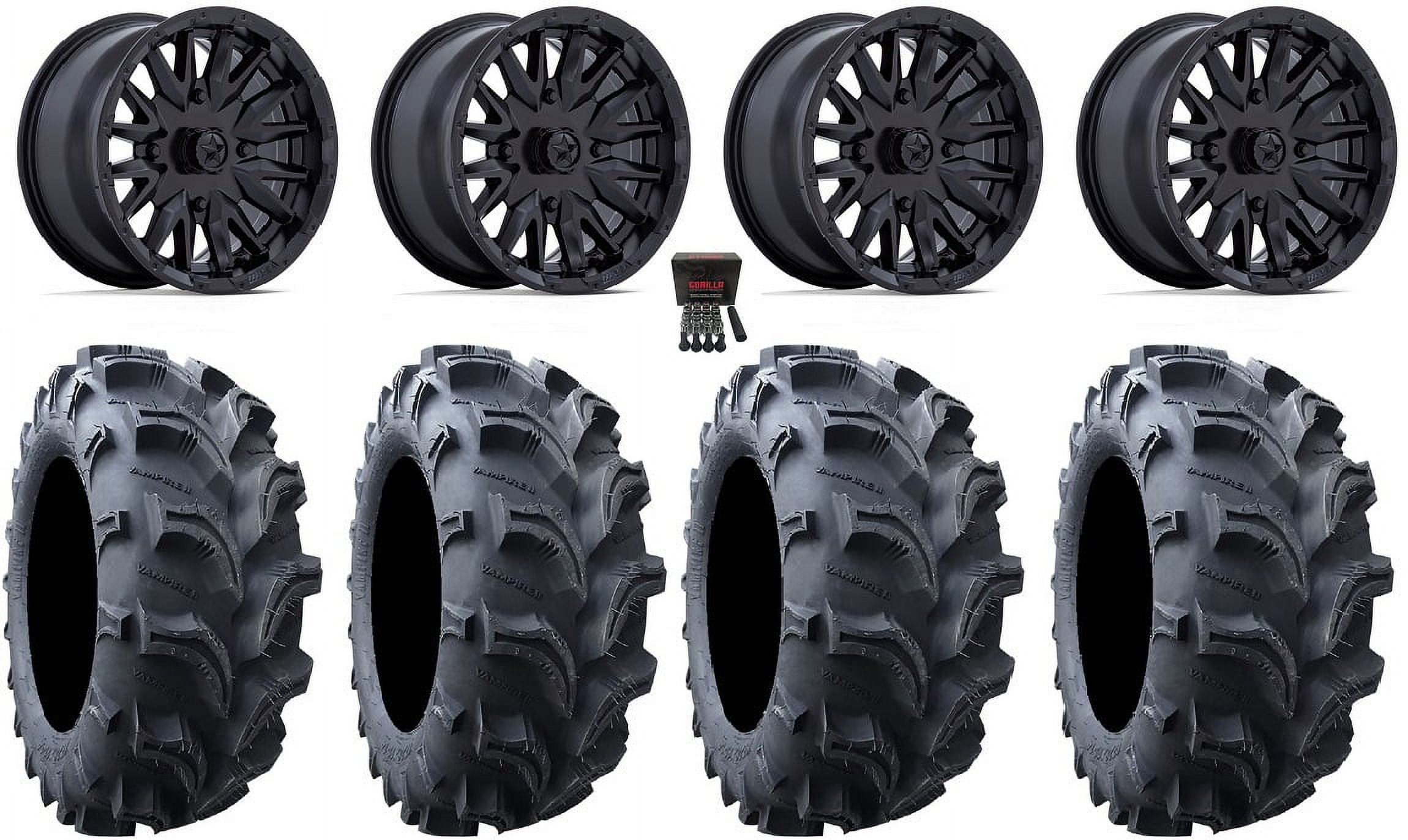 MSA Creed 14" Wheels Black 28" Vampire II Tires Honda Foreman Rancher ...