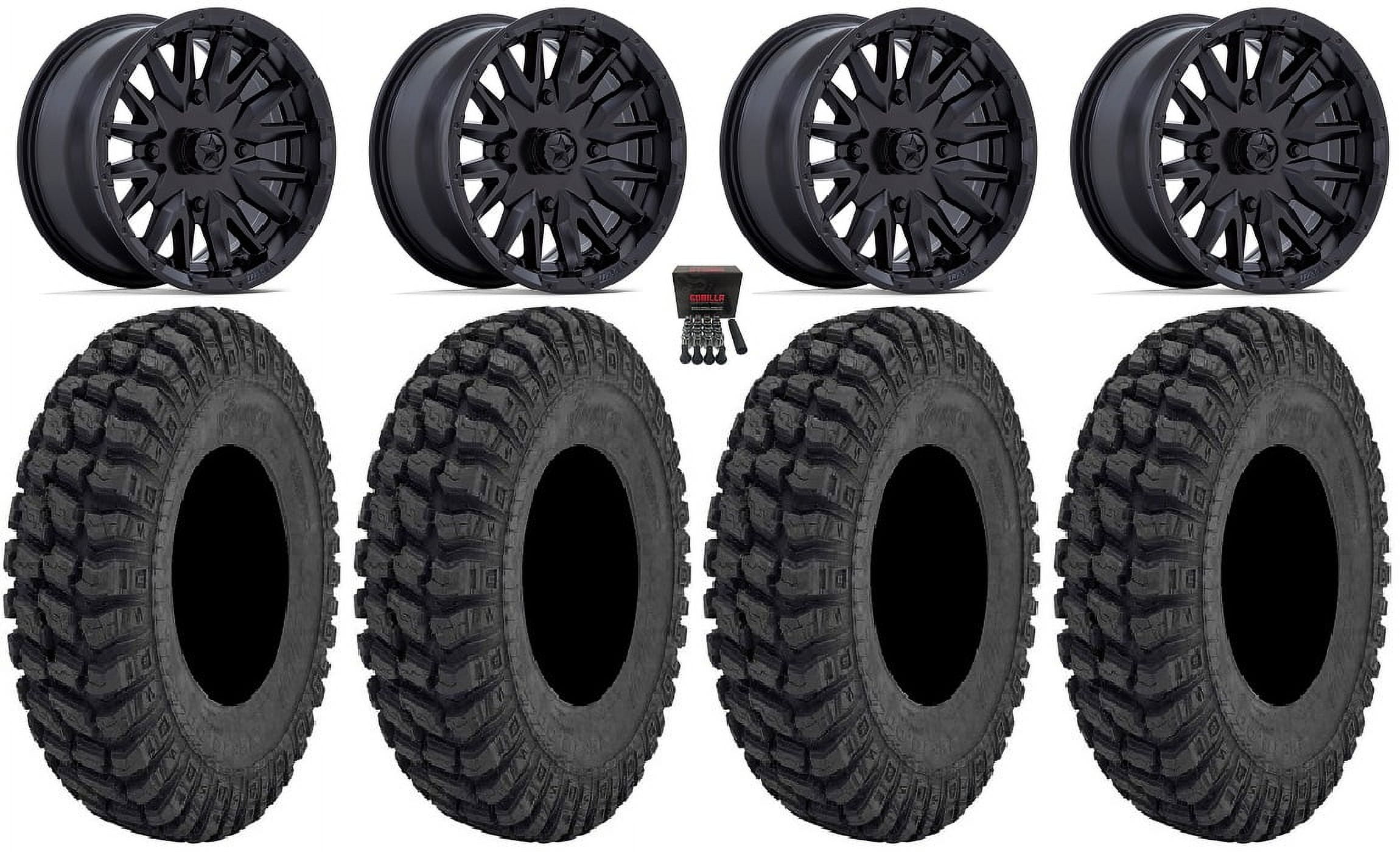 MSA Creed 14" Wheels Black 28" Warrior AT Tires Honda Pioneer - Walmart.com