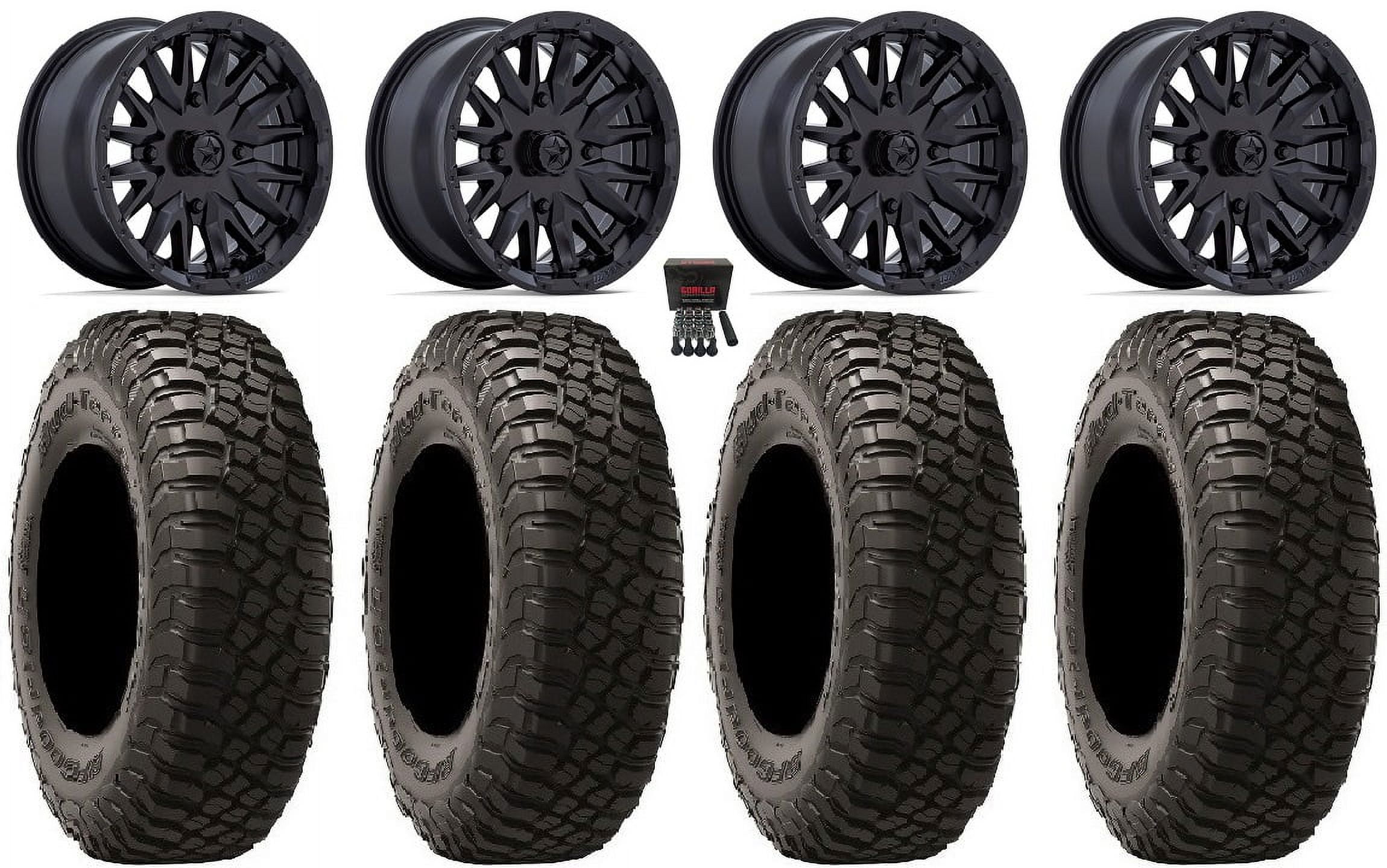MSA Creed 14" Wheels Black 30" BFG KM3 Tires Honda Rincon Yamaha Rhino ...