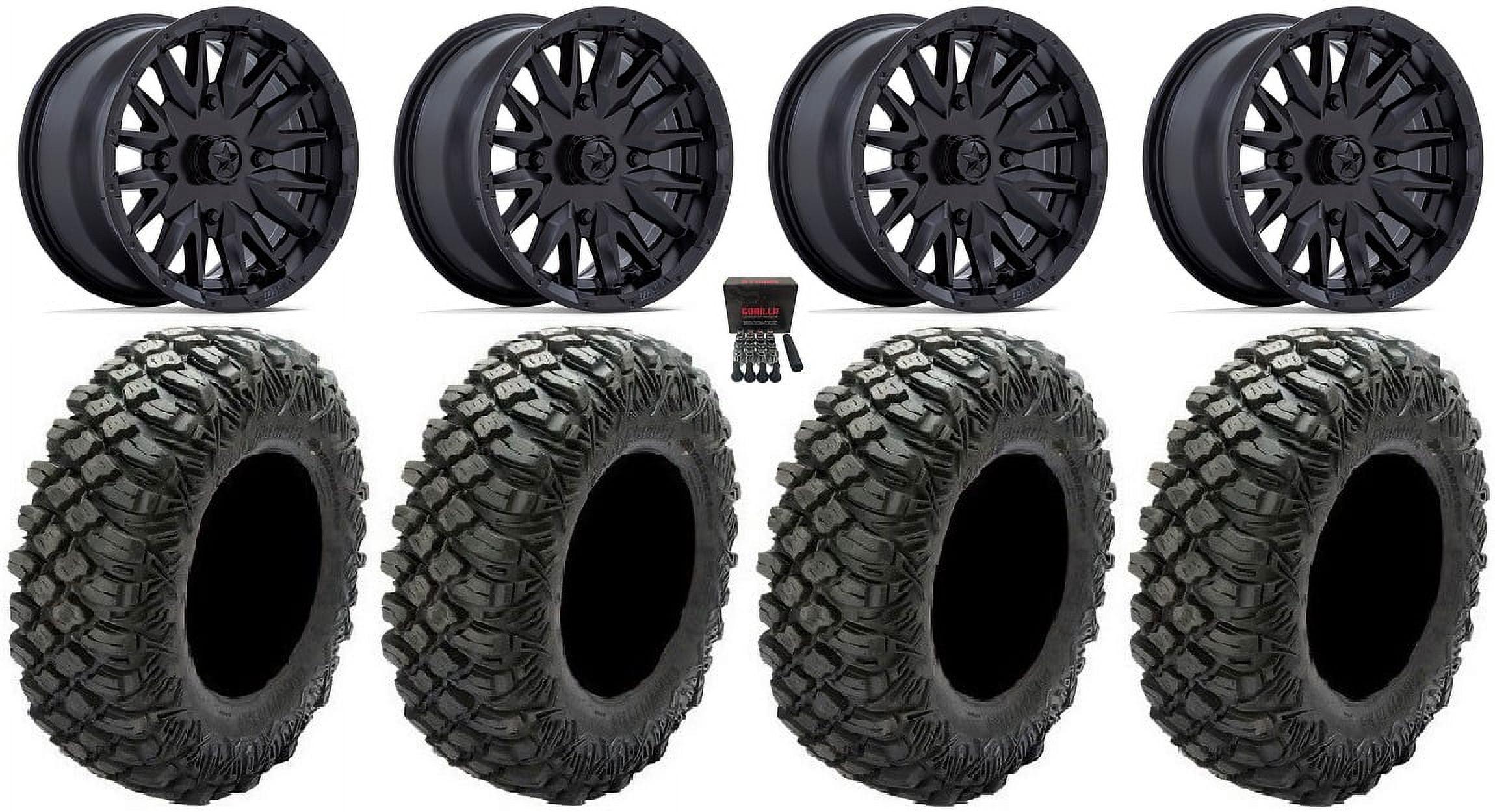 MSA Creed 14" Wheels Black 30" Crawler XG Tires Polaris RZR XP 1000 ...