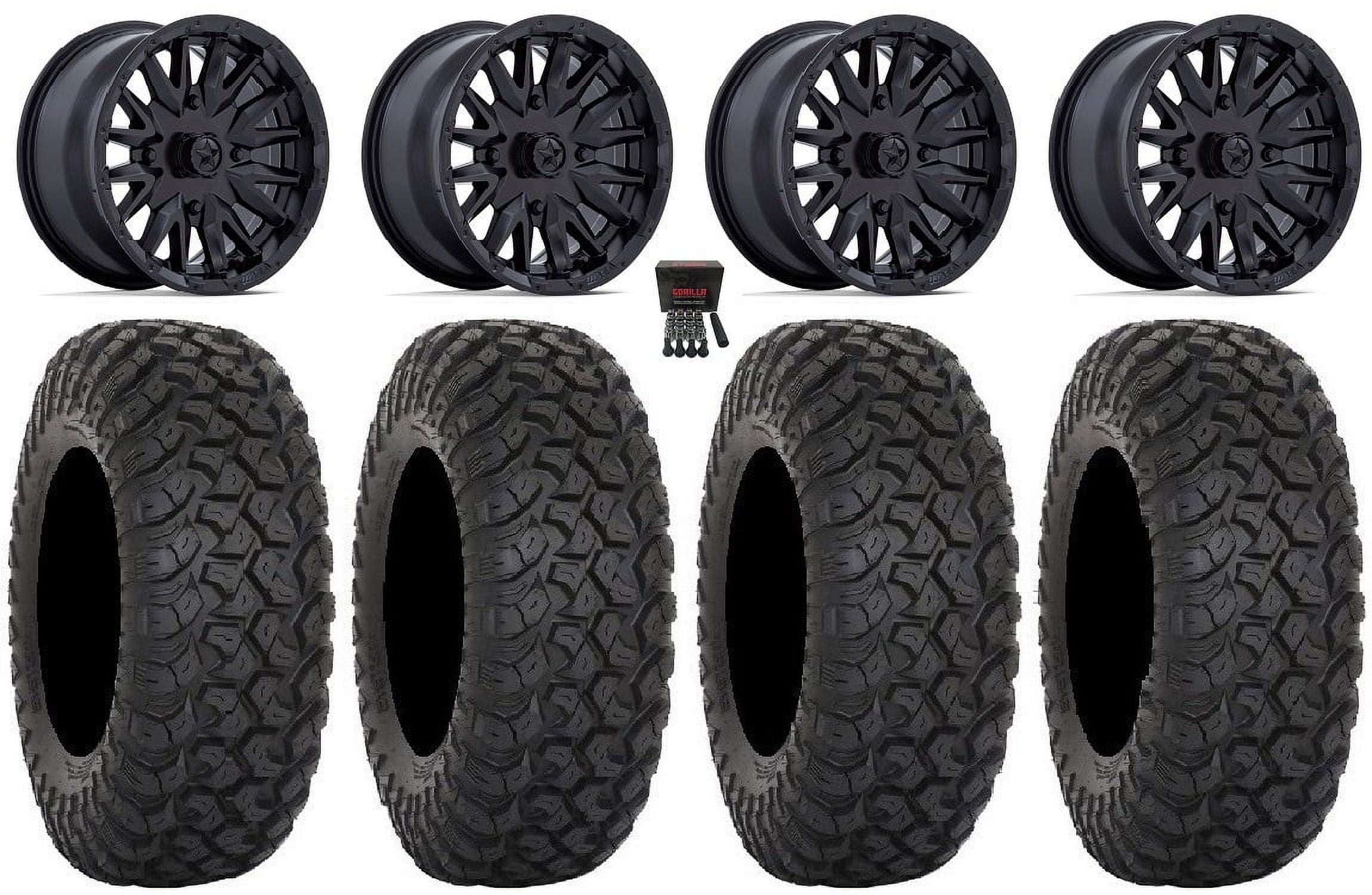 MSA Creed 14" Wheels Black 30" RT320 Tires Sportsman RZR Ranger ...