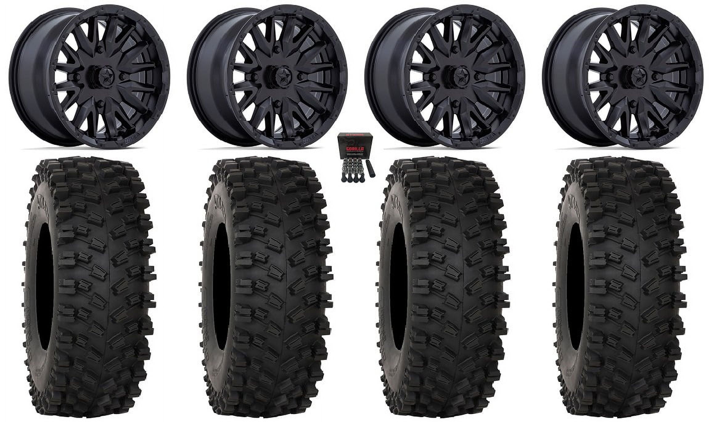 MSA Creed 14" Wheels Black 32" ATX470 Tires Kawasaki Teryx Mule ...