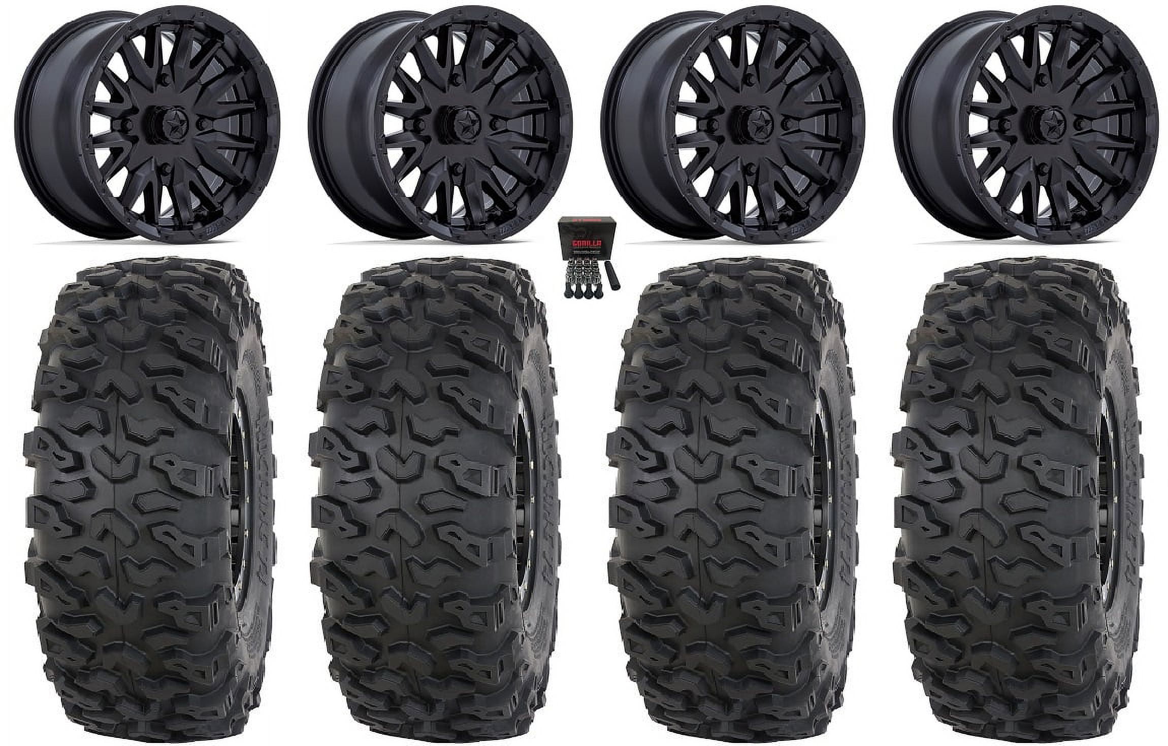 MSA Creed 14" Wheels Black 32" Roctane T4 Tires Polaris RZR XP 1000 / PRO XP / Ranger XP 900/ ...