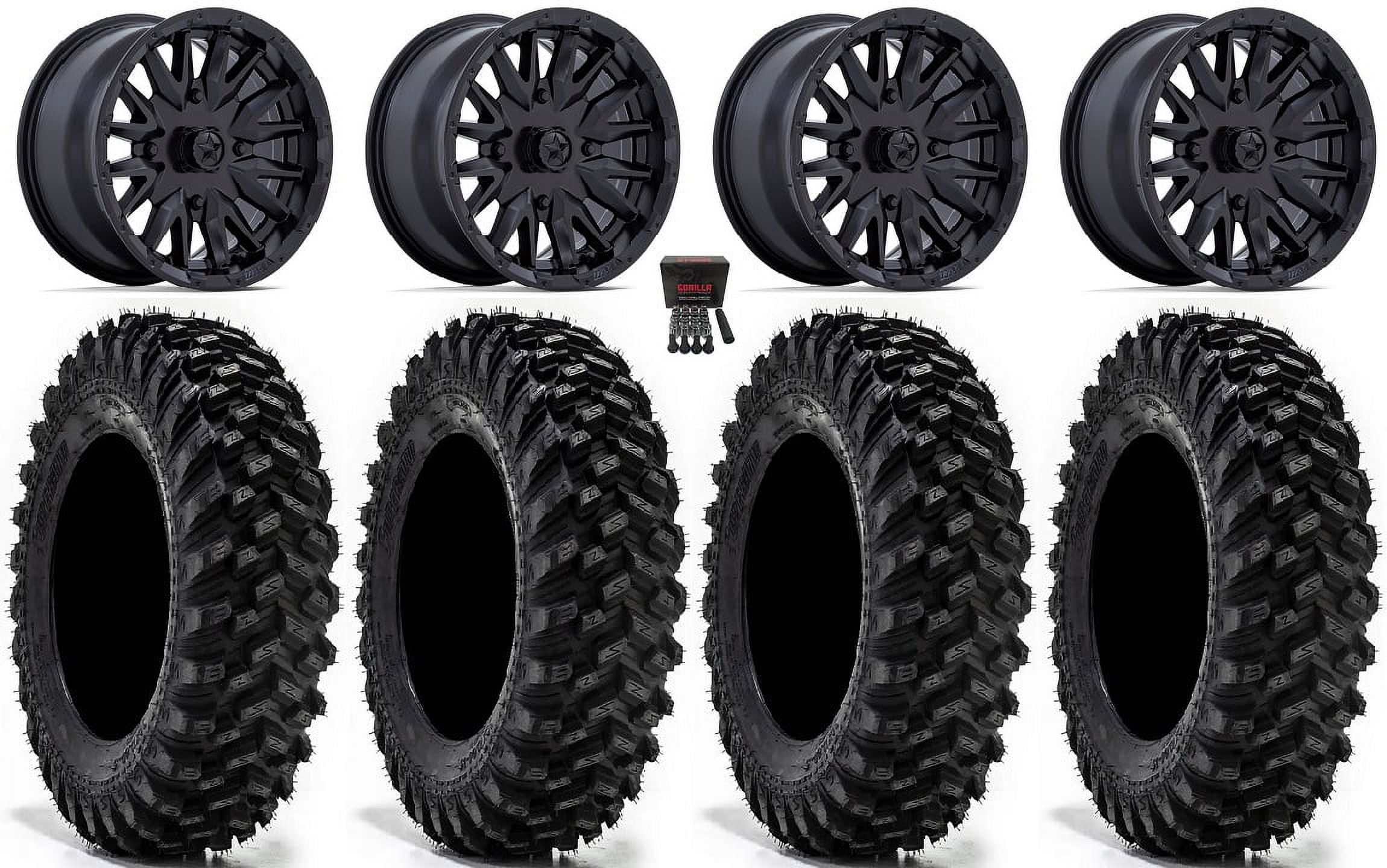 MSA Creed 14" Wheels Black 32" Warrior XT Tires Sportsman RZR Ranger ...