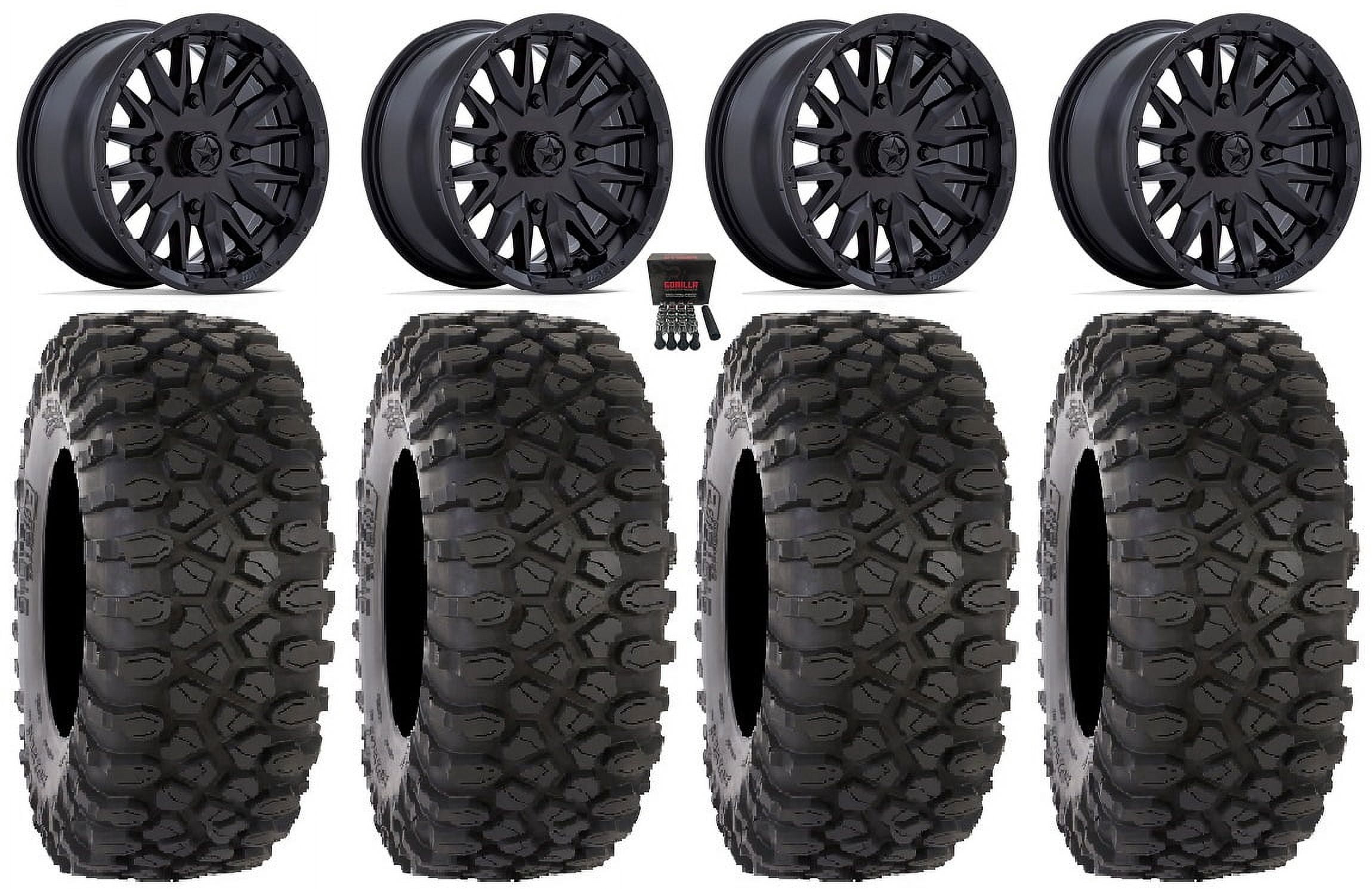 MSA Creed 14" Wheels Black 32" XC450 Tires Yamaha Viking Wolverine ...