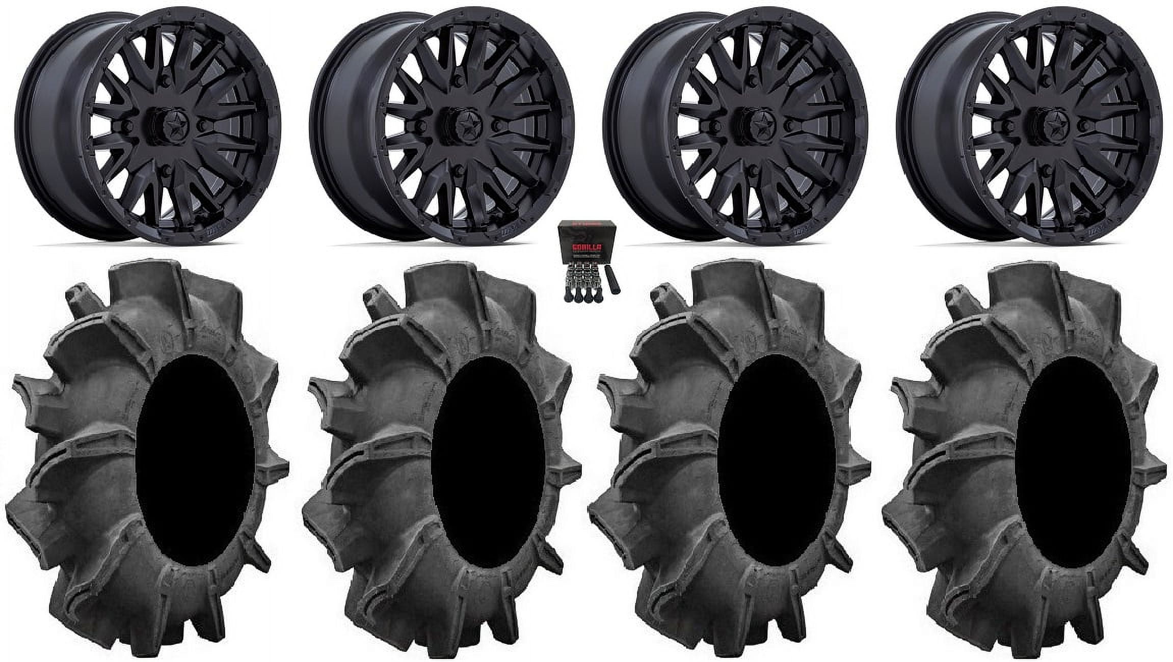 MSA Creed 14" Wheels Black 34" Assassinator Tires Can-Am Commander ...