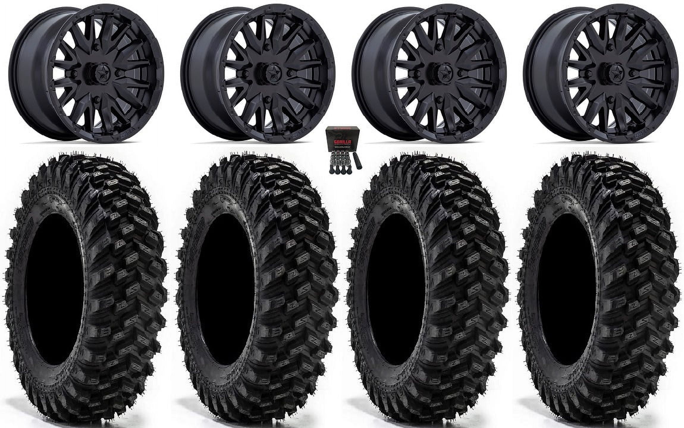 MSA Creed 14" Wheels Black 34" Warrior XT Tires Can-Am Commander ...
