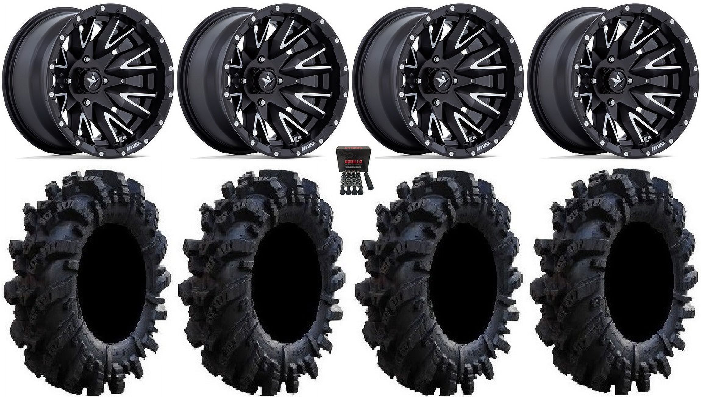 MSA Creed 14" Wheels Machined 26.5" Intimidator Tires Honda Pioneer ...
