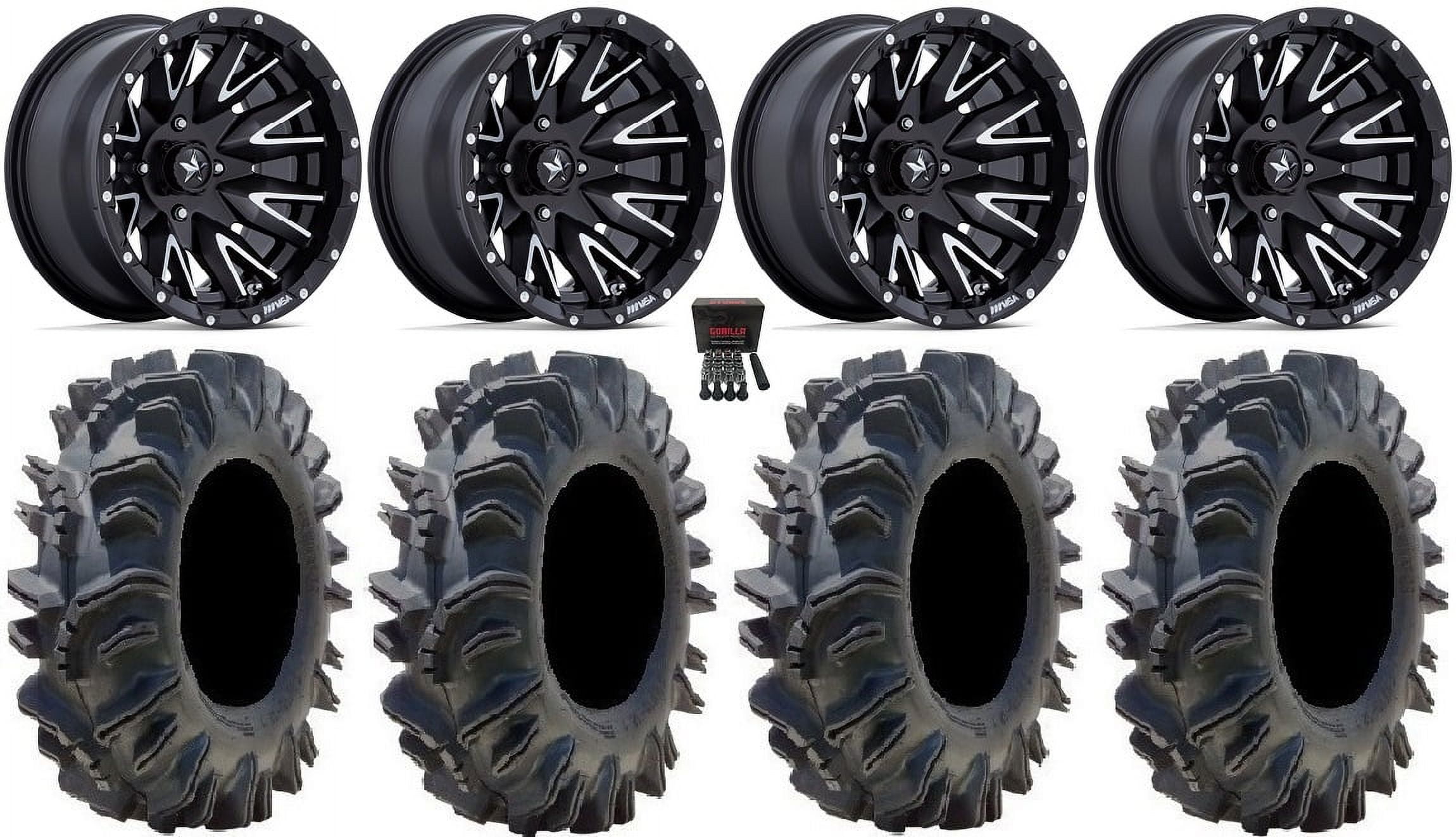 MSA Creed 14" Wheels Machined 26.5" Terminator Tires Sportsman RZR ...