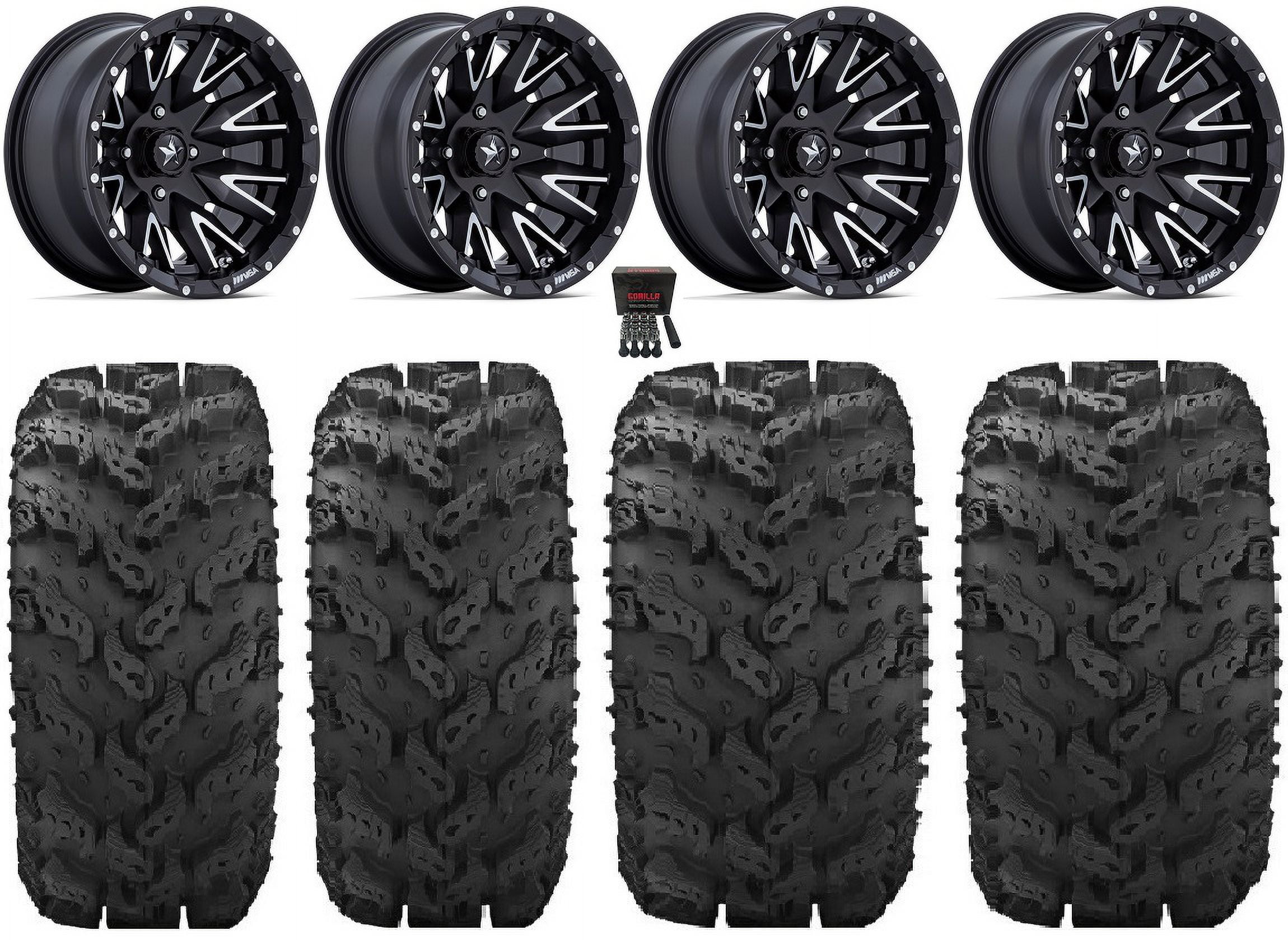 MSA Creed 14" Wheels Machined 27" Reptile Tires Honda Pioneer - Walmart.com
