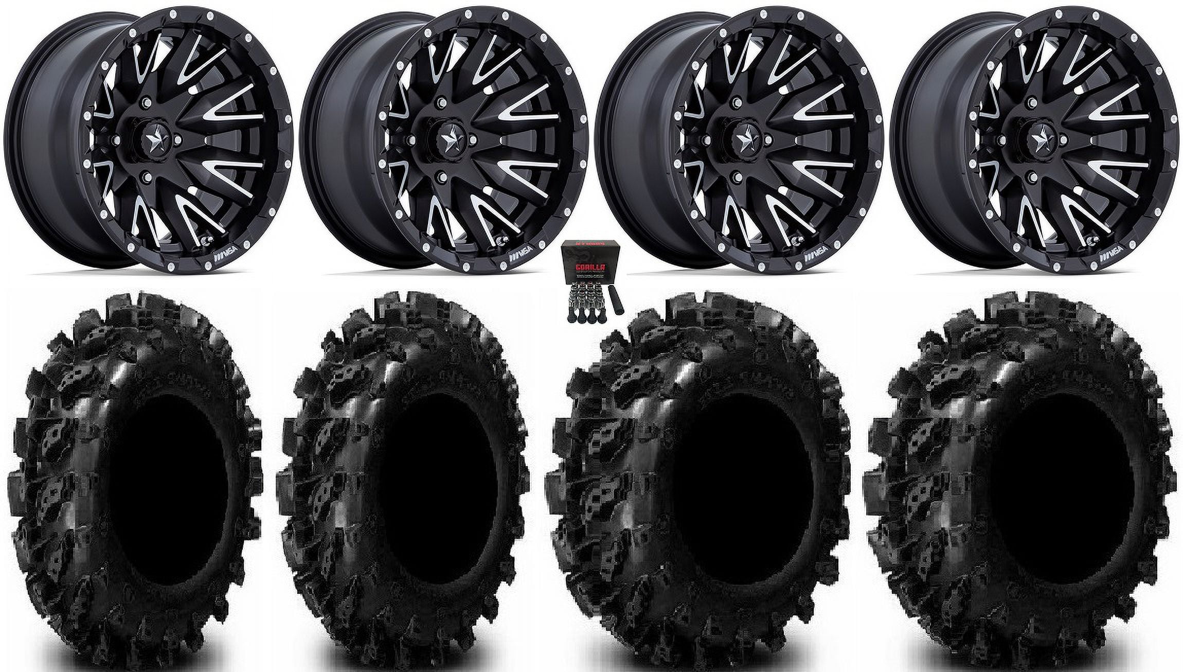 MSA Creed 14" Wheels Machined 27" Swamp Lite Tires Honda Rincon Yamaha ...