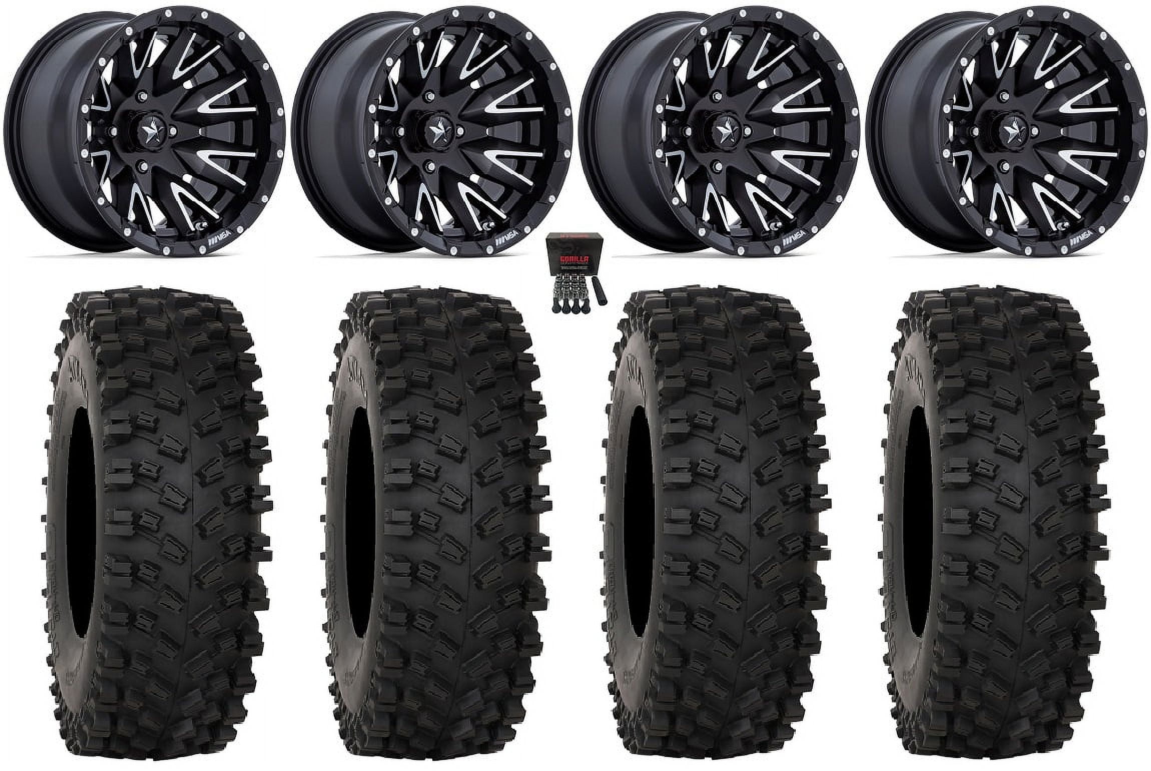 MSA Creed 14" Wheels Machined 28" ATX470 Tires Honda Rincon Yamaha ...