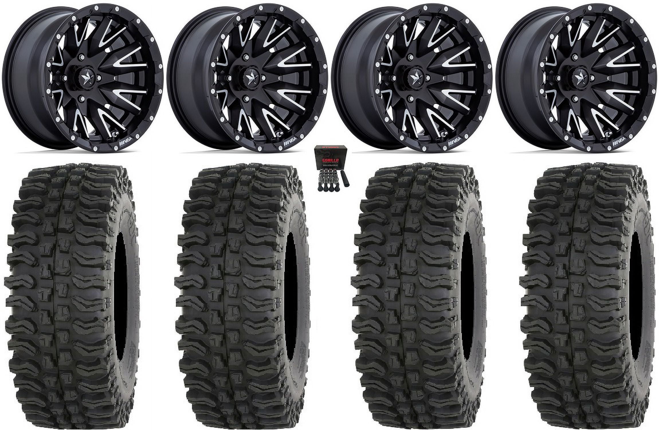 MSA Creed 14" Wheels Machined 28" BDC Tires Honda Pioneer - Walmart.com