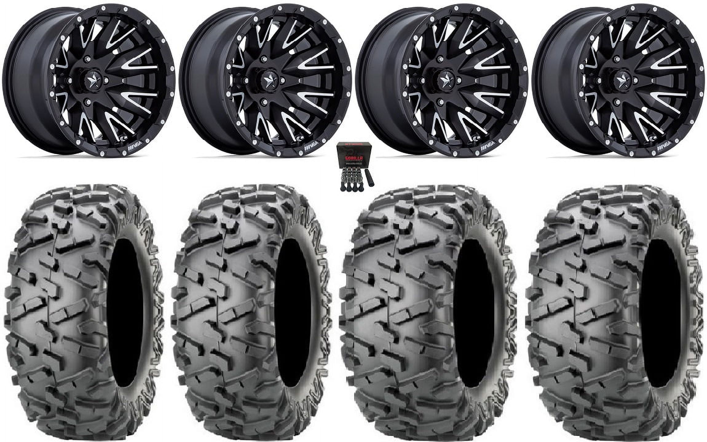 MSA Creed 14" Wheels Machined 28" BigHorn 2.0 Tires Honda Pioneer ...