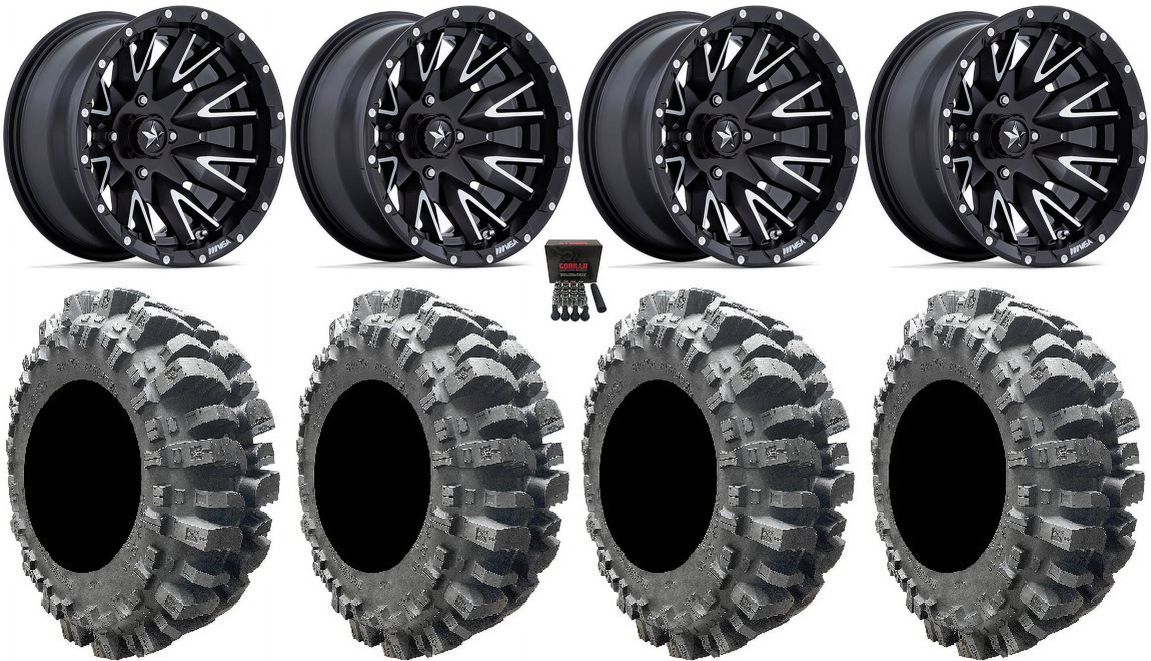 MSA Creed 14" Wheels Machined 28" Bogger Tires Honda Pioneer - Walmart.com