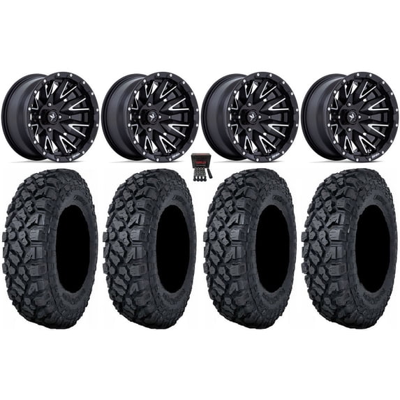 MSA Creed 14" Wheels Machined 28" Klever X/T Tires Sportsman RZR Ranger ...
