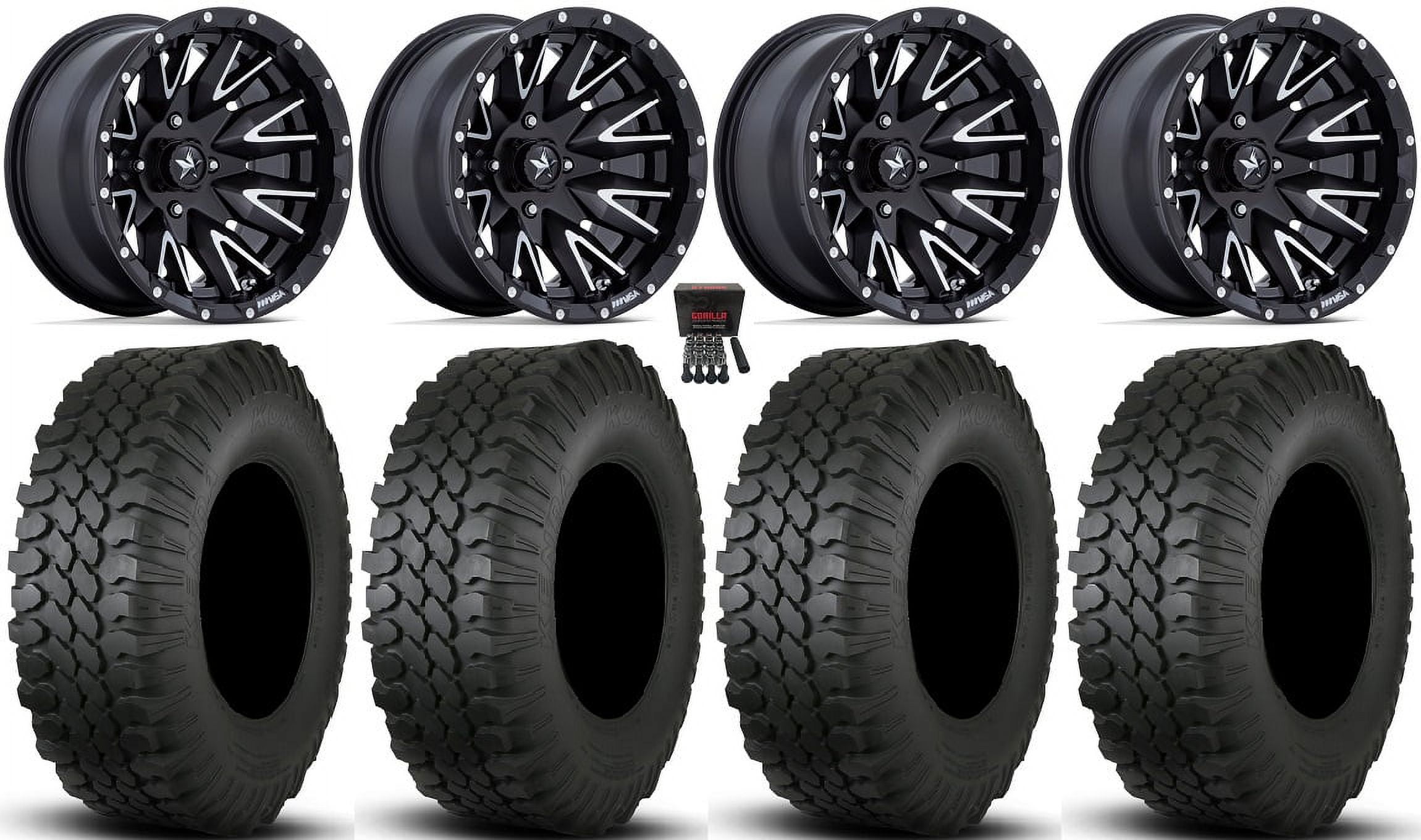 MSA Creed 14" Wheels Machined 28" Kongur Tires Sportsman RZR Ranger ...