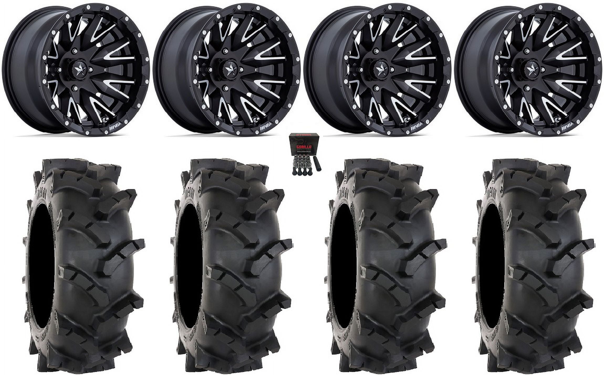 MSA Creed 14" Wheels Machined 28" MT410 Tires Sportsman RZR Ranger ...