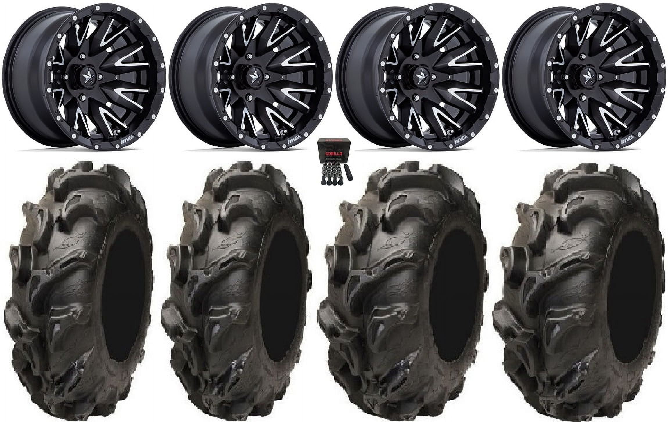 MSA Creed 14" Wheels Machined 28" Mega Mayhem Tires Honda Pioneer ...