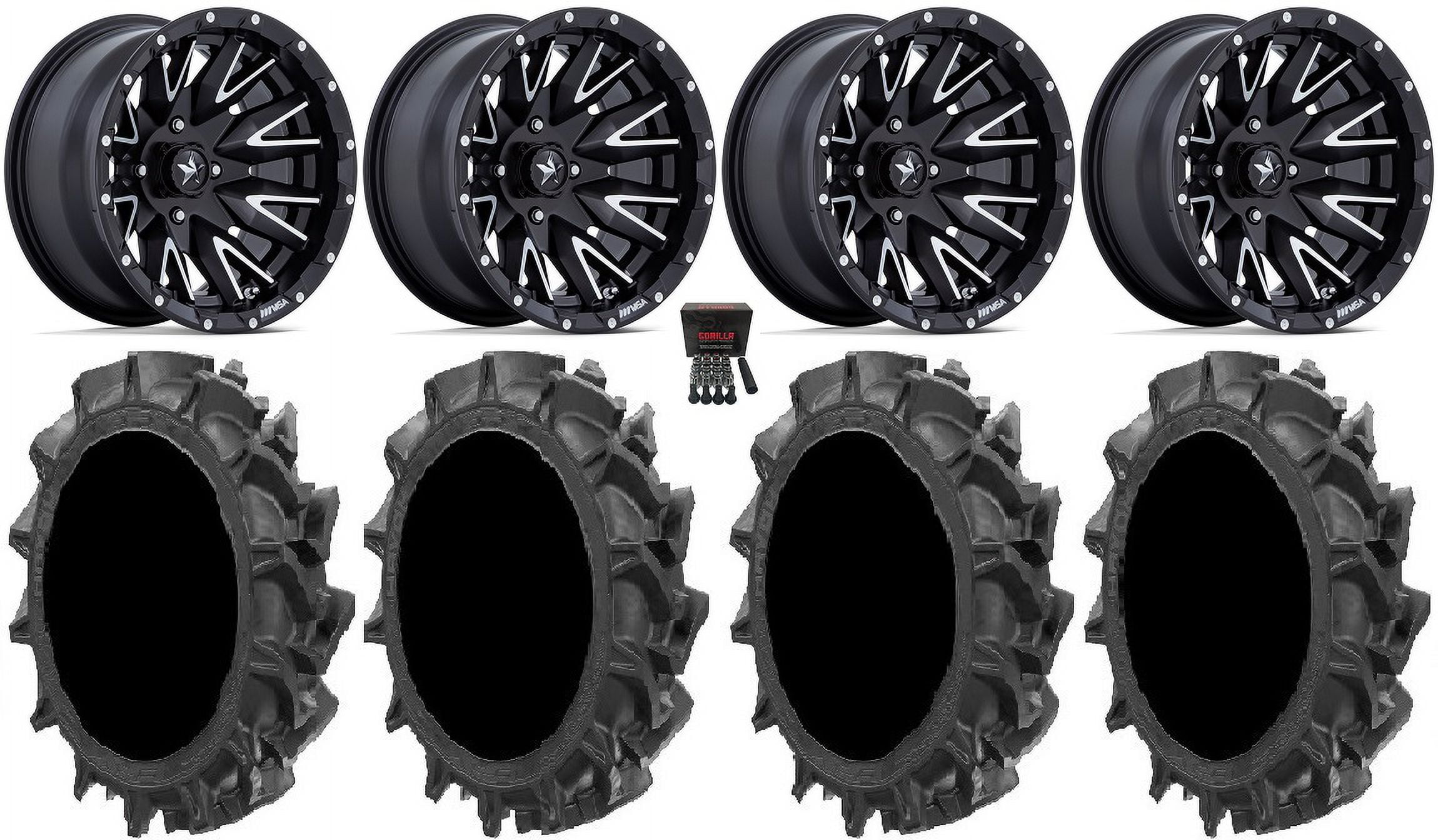 MSA Creed 14" Wheels Machined 28" MotoHavok Tires Can-Am Maverick X3 ...