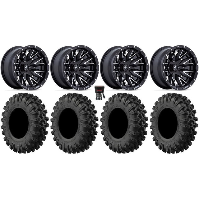 MSA Creed 14" Wheels Machined 28" MotoRavage XL Tires Can-Am Commander ...