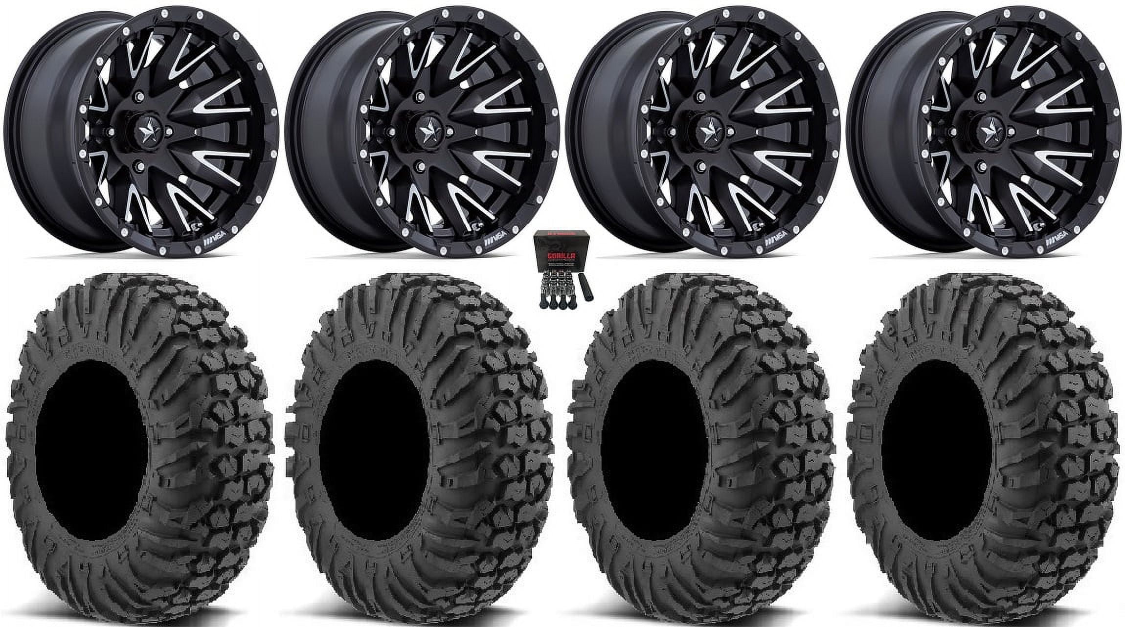 MSA Creed 14" Wheels Machined 28" MotoVator Tires Polaris RZR XP 1000 ...