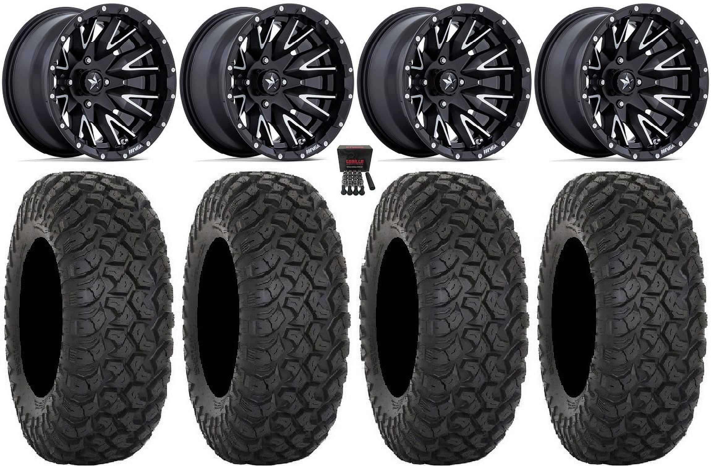 MSA Creed 14" Wheels Machined 28" RT320 Tires Yamaha Viking Wolverine ...