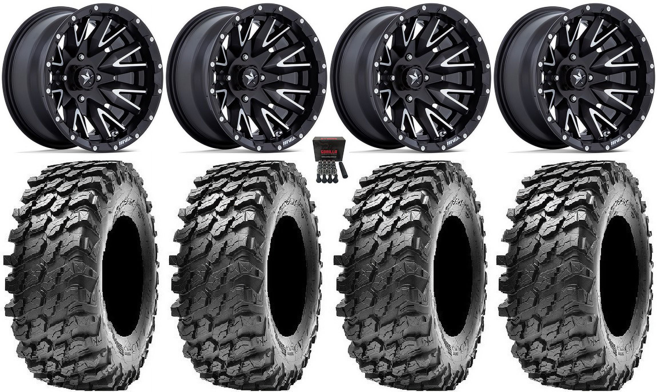 MSA Creed 14" Wheels Machined 28" Rampage Tires Honda Pioneer - Walmart.com