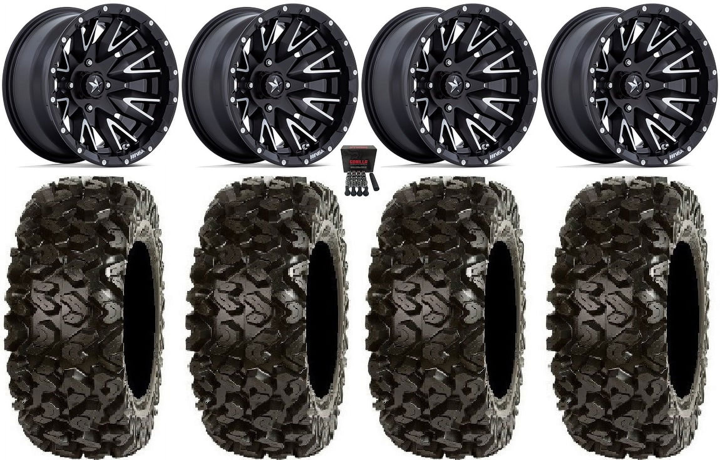MSA Creed 14" Wheels Machined 28" Rip Saw Tires Kawasaki Mule Pro FXT ...