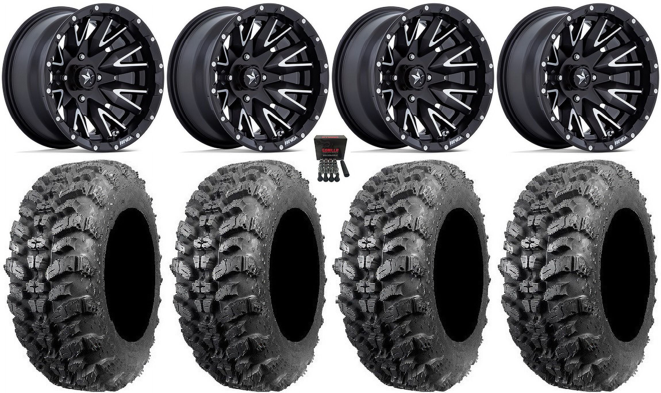 MSA Creed 14" Wheels Machined 28" Sniper 920 Tires Honda Rincon Yamaha ...