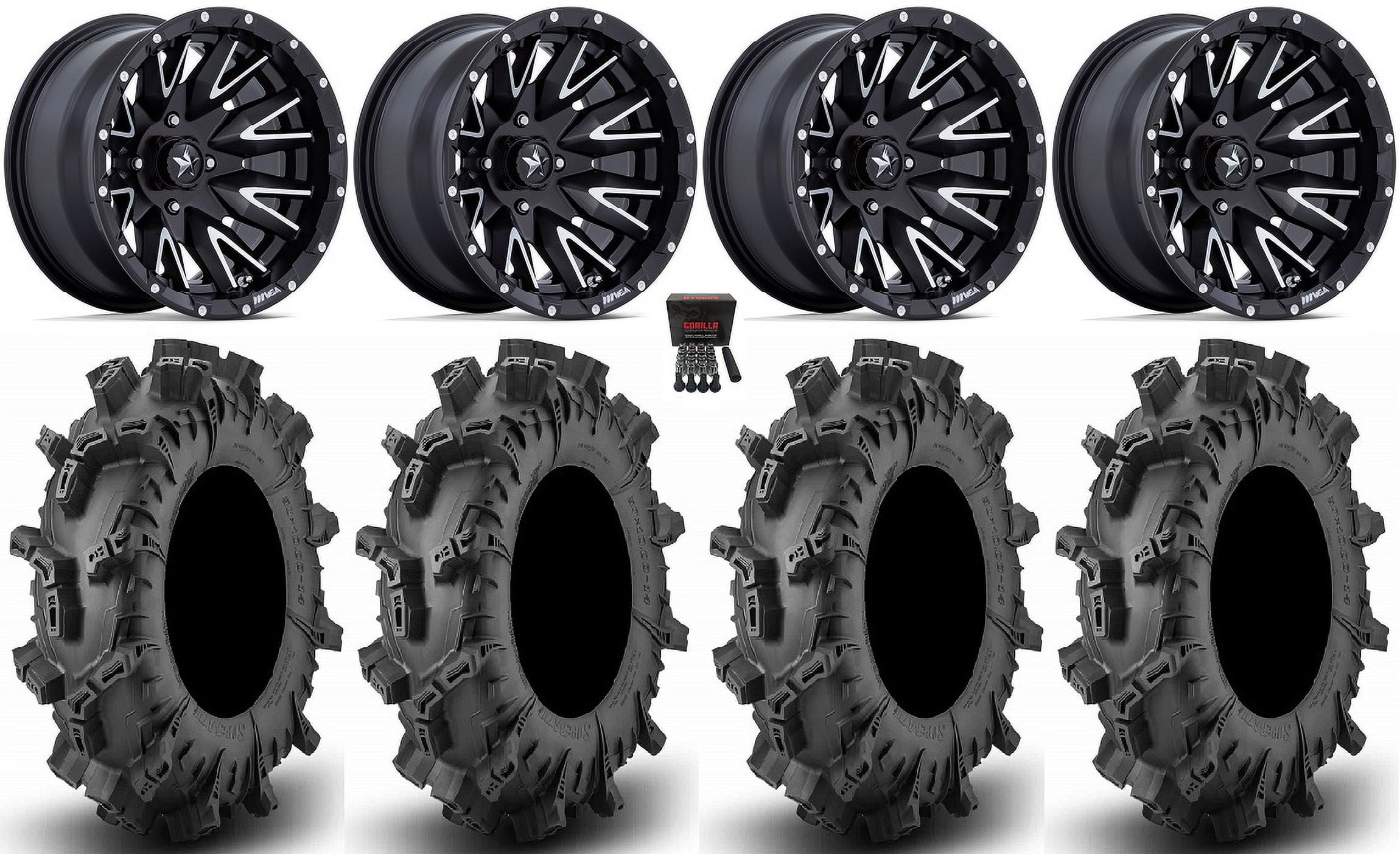 MSA Creed 14" Wheels Machined 28" Terminator Max Tires Sportsman RZR ...