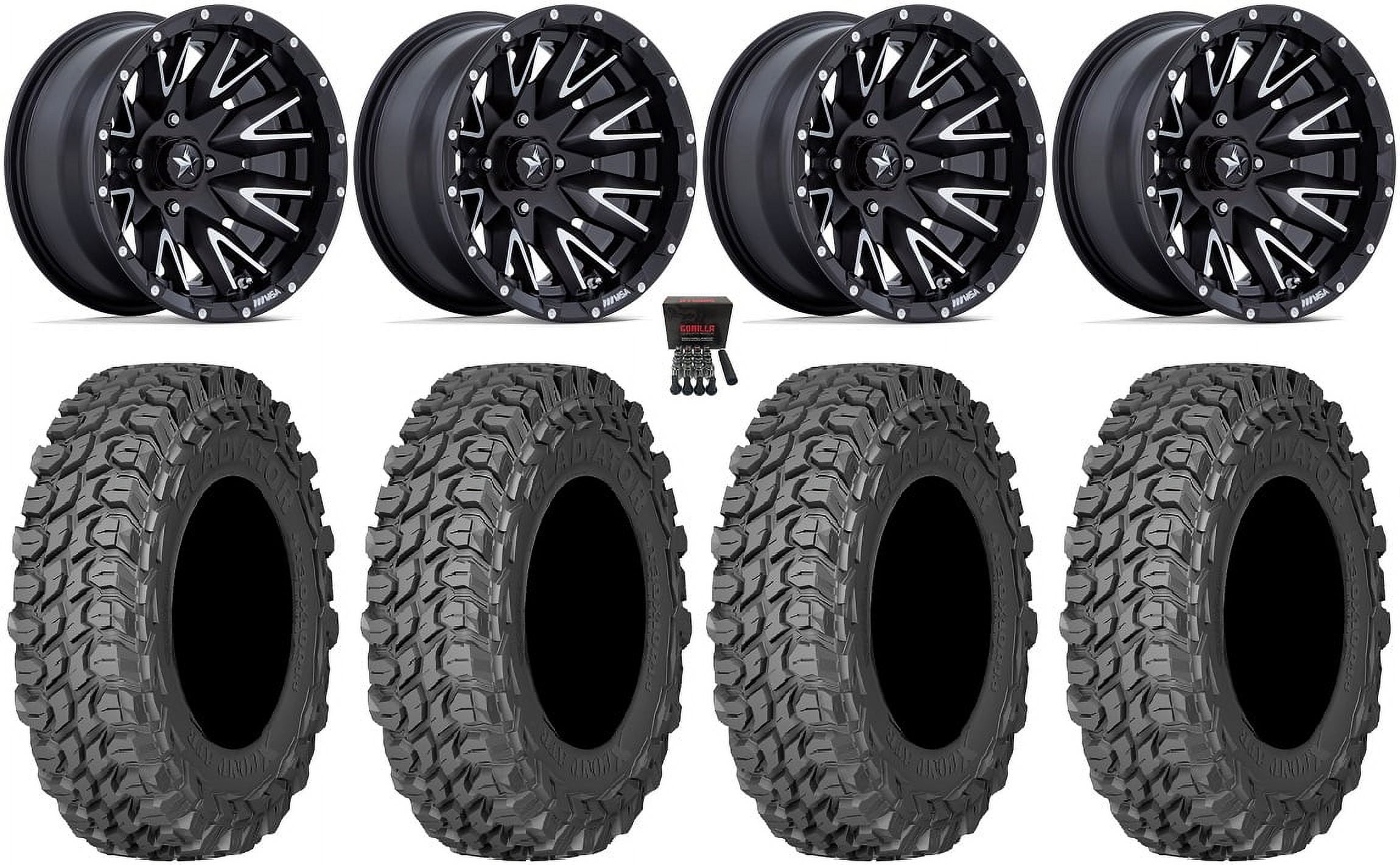 MSA Creed 14" Wheels Machined 28" X Comp ATR Tires Can-Am Commander ...