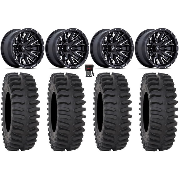 MSA Creed 14" Wheels Machined 28" XT400 Tires Sportsman RZR Ranger ...