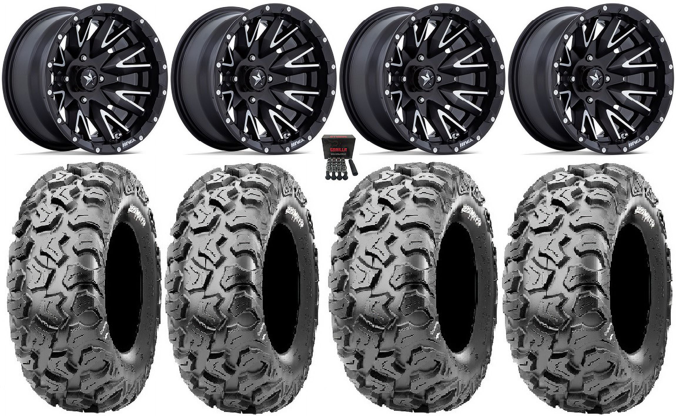 MSA Creed 14" Wheels Machined 30" Behemoth Tires Kawasaki Teryx Mule ...