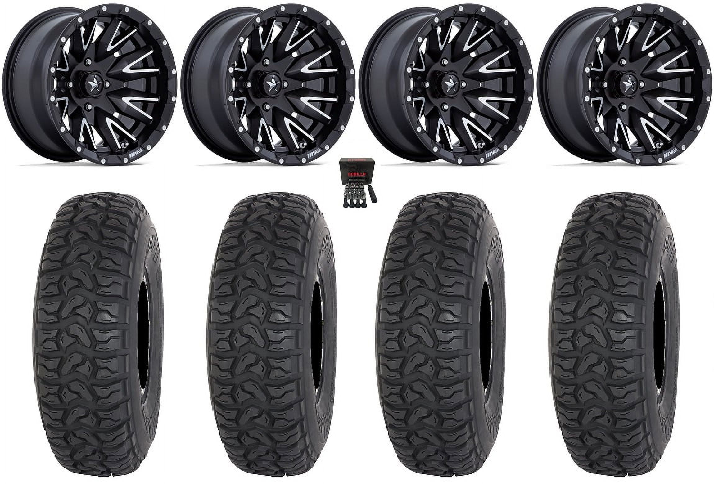 MSA Creed 14" Wheels Machined 30" Chicane LT Tires Honda Rincon Yamaha ...
