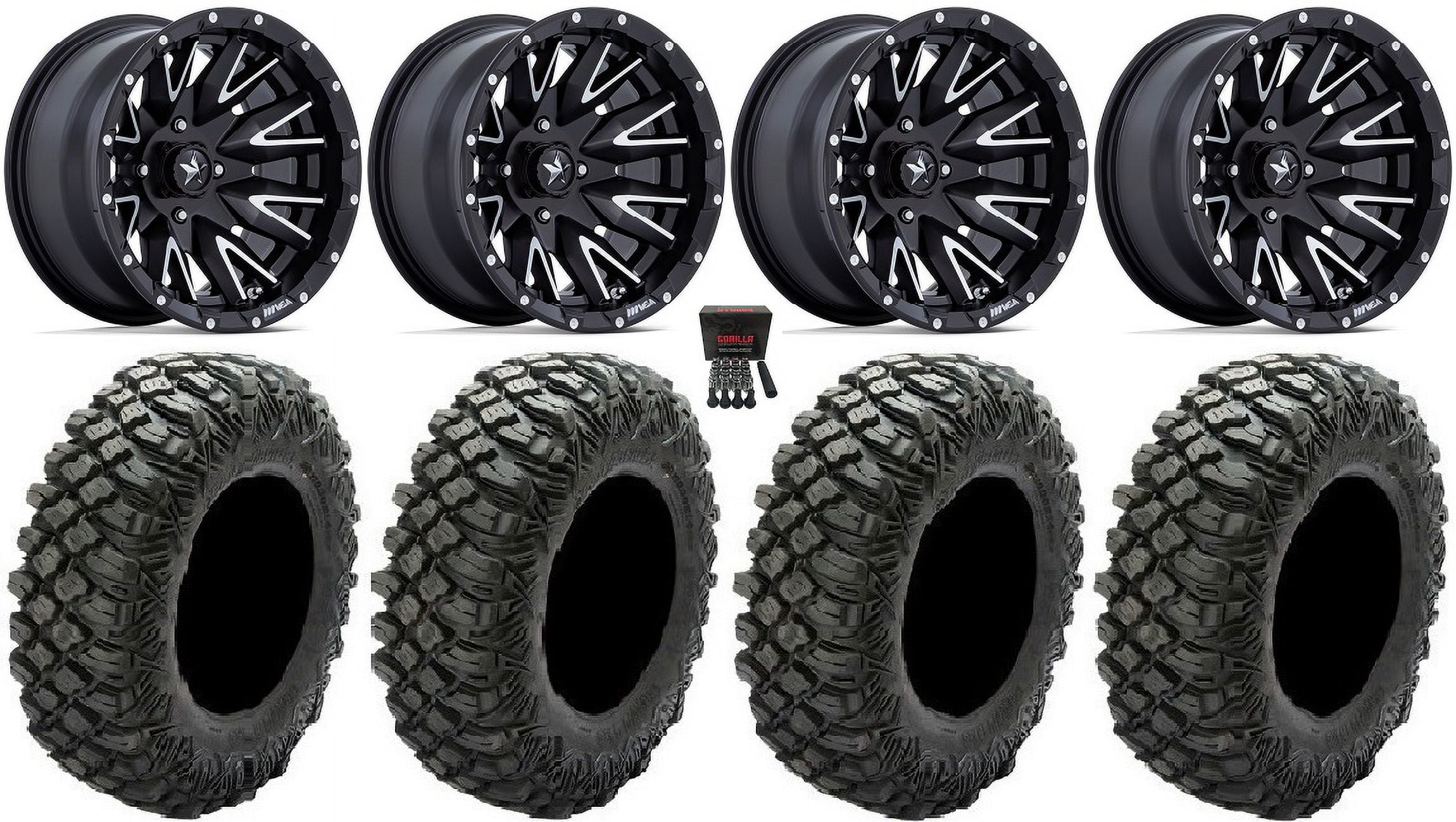 MSA Creed 14" Wheels Machined 30" Crawler XG Tires Honda Rincon Yamaha ...