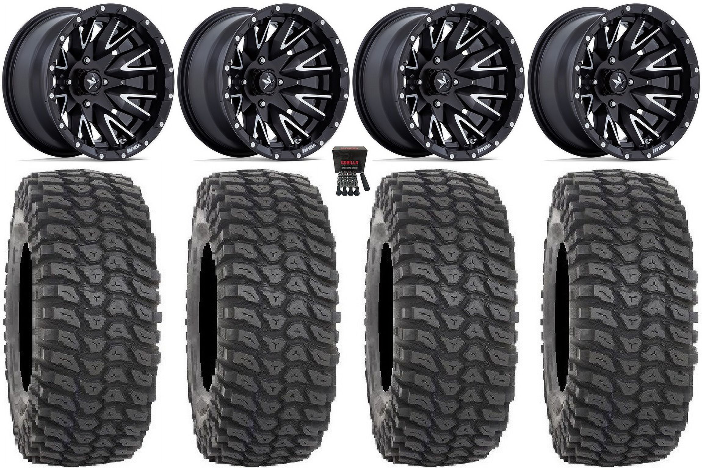 MSA Creed 14" Wheels Machined 30" XCR350 Tires Kawasaki Mule Pro FXT ...
