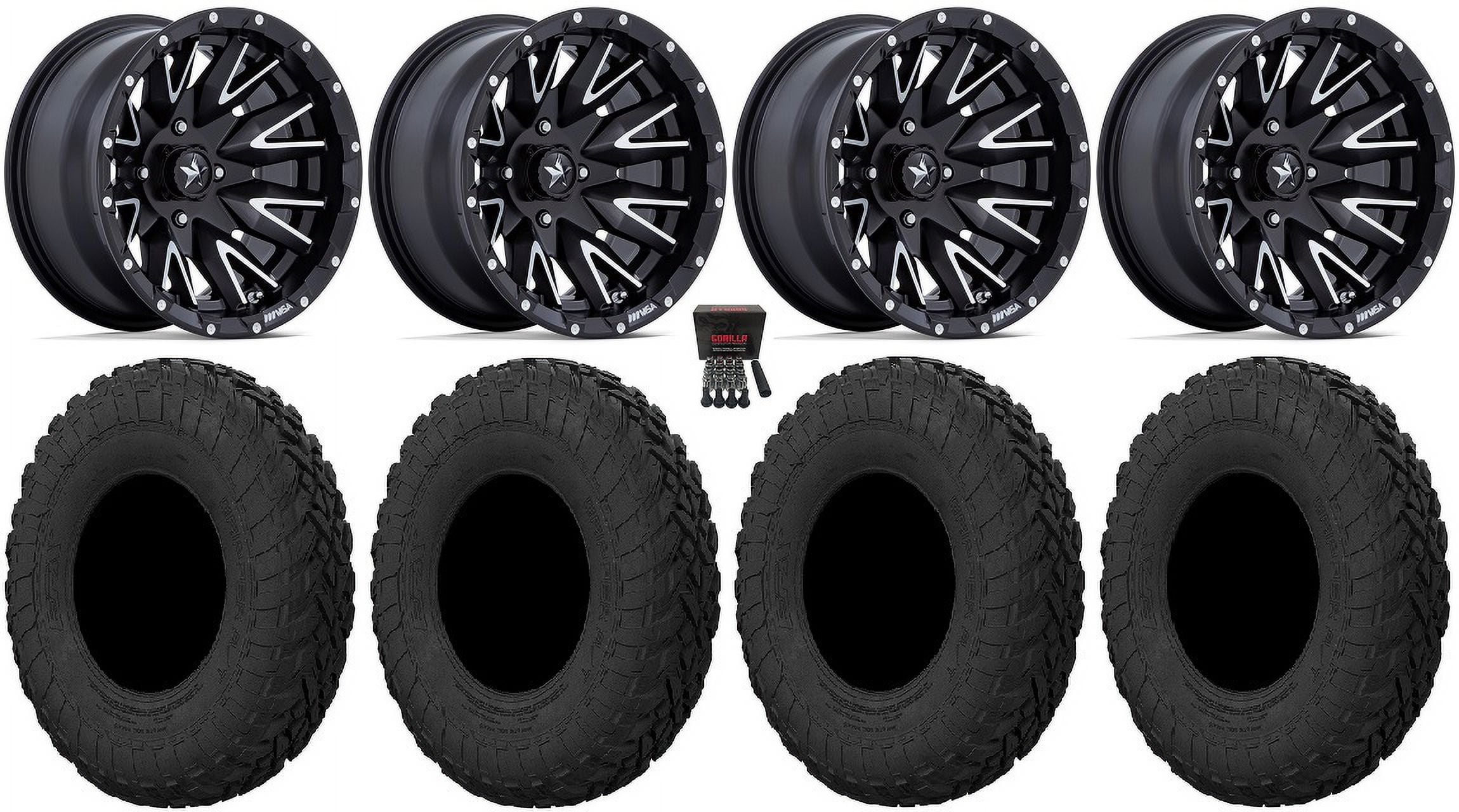 MSA Creed 14" Wheels Machined 32" Gripper R/T Tires Kawasaki Mule Pro ...