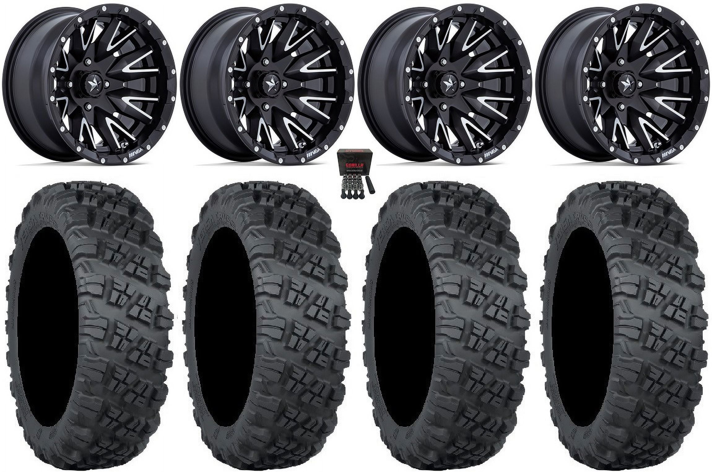 MSA Creed 14" Wheels Machined 32" Versa Cross V3 Tires Yamaha Viking ...