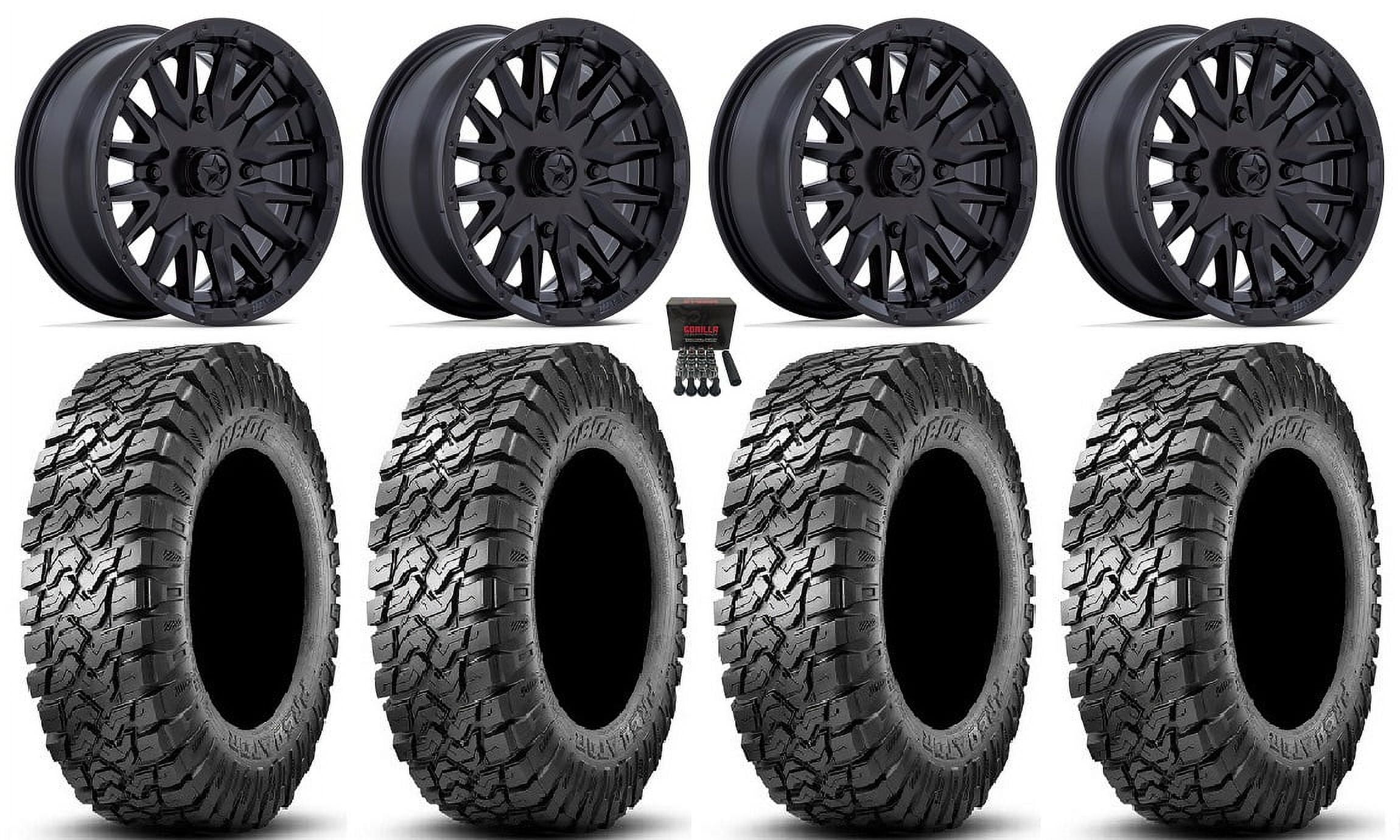 MSA Creed 15" Wheels Black 30" Predator Tires Sportsman RZR Ranger ...
