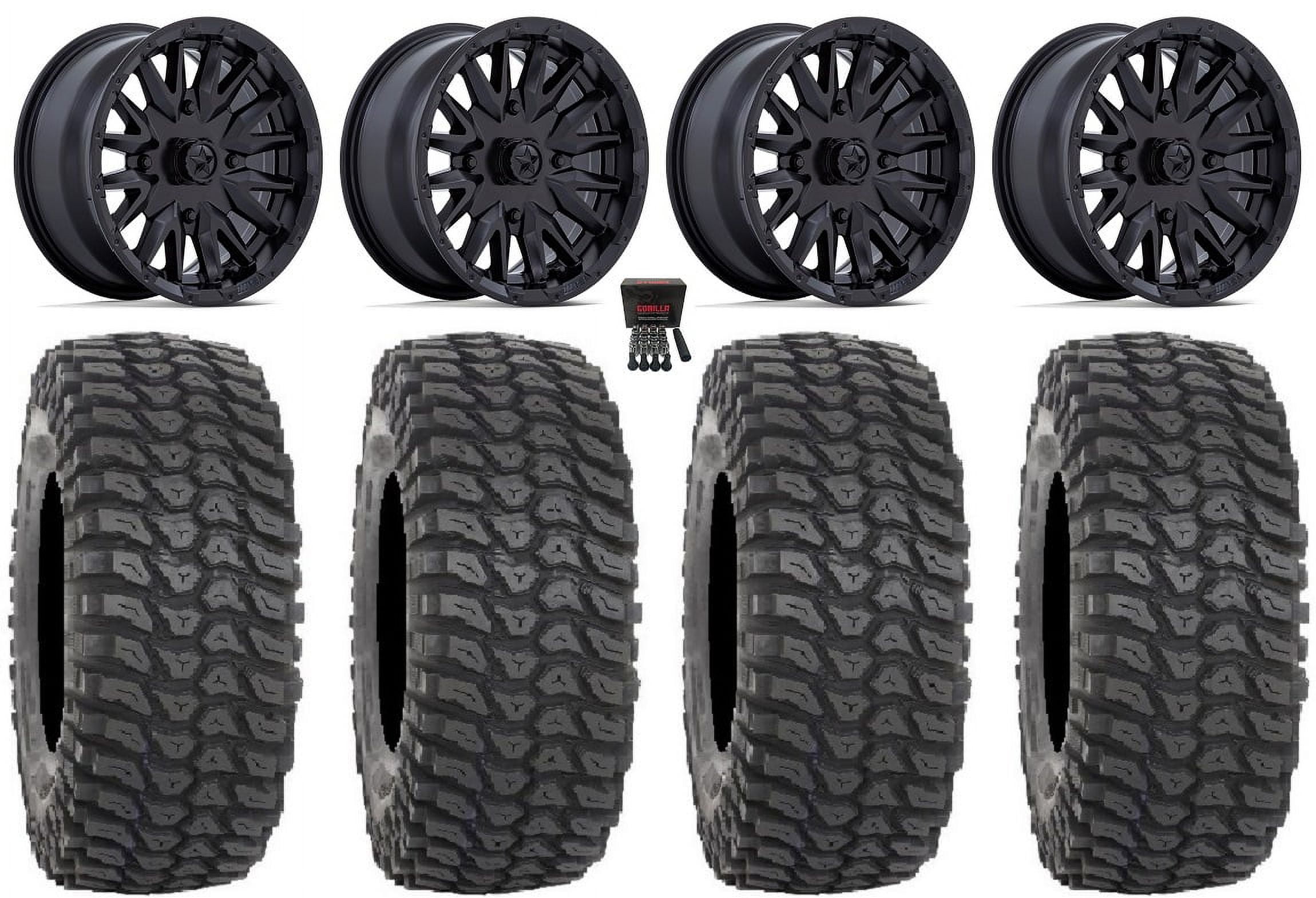 MSA Creed 15" Wheels Black 32" XCR350 Tires Can-Am Commander Maverick ...