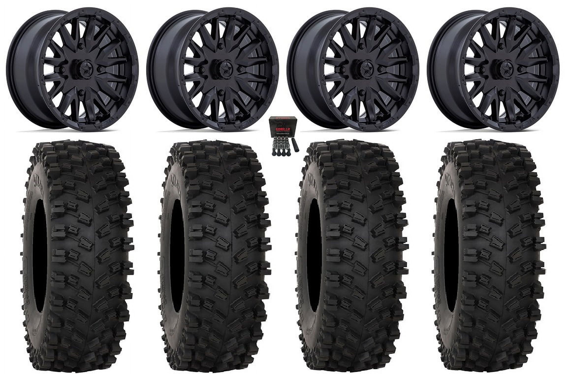 MSA Creed 15" Wheels Black 33" ATX470 Tires Kawasaki Mule Pro FXT ...