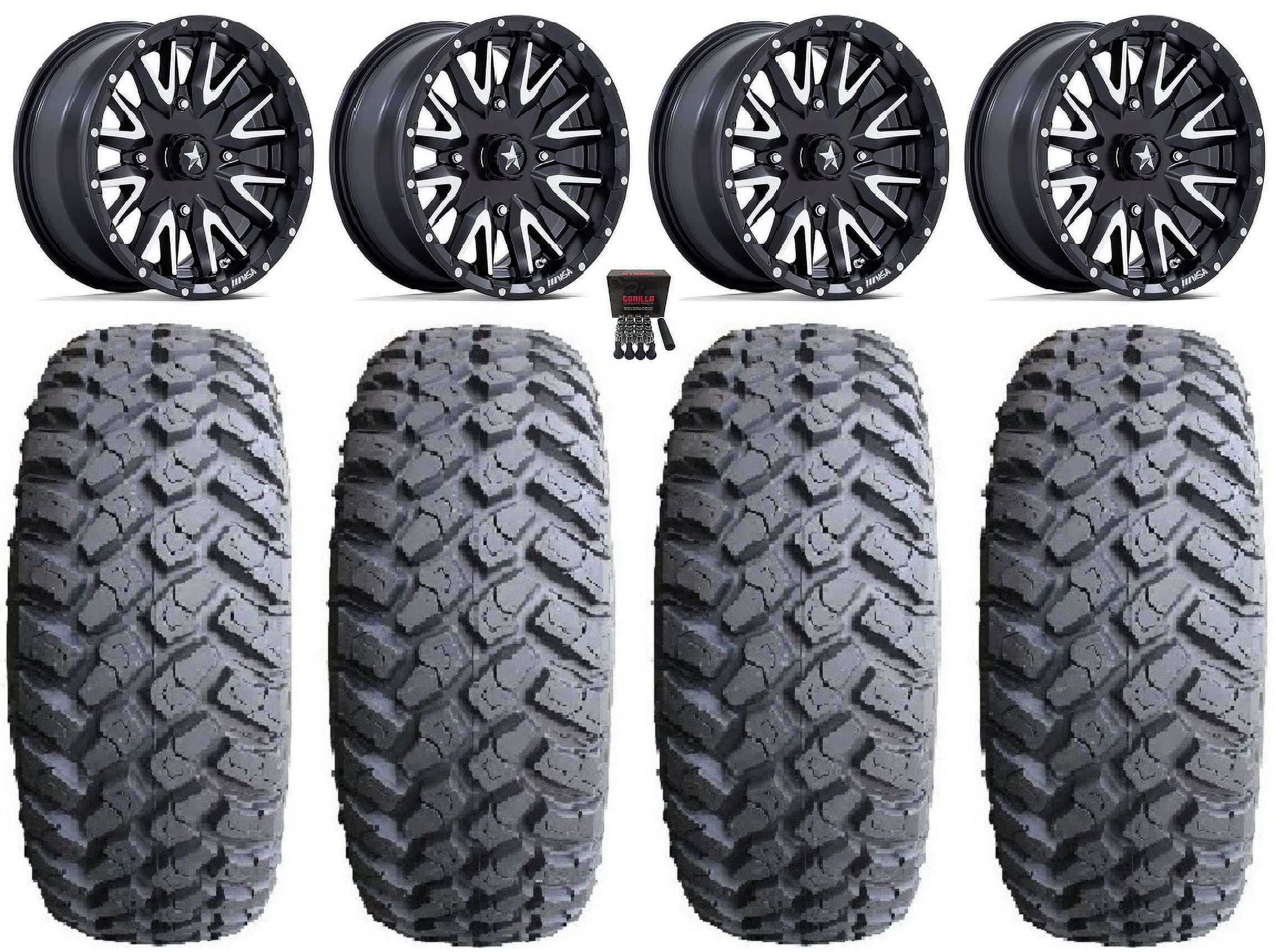 MSA Creed 15" Wheels Machined 30" MotoHammer Tires Can-Am Maverick X3 ...