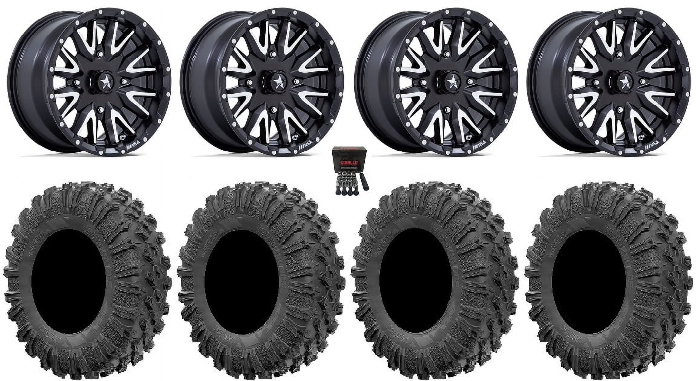 MSA Creed 15" Wheels Machined 30" MotoRavage Tires Can-Am Commander ...