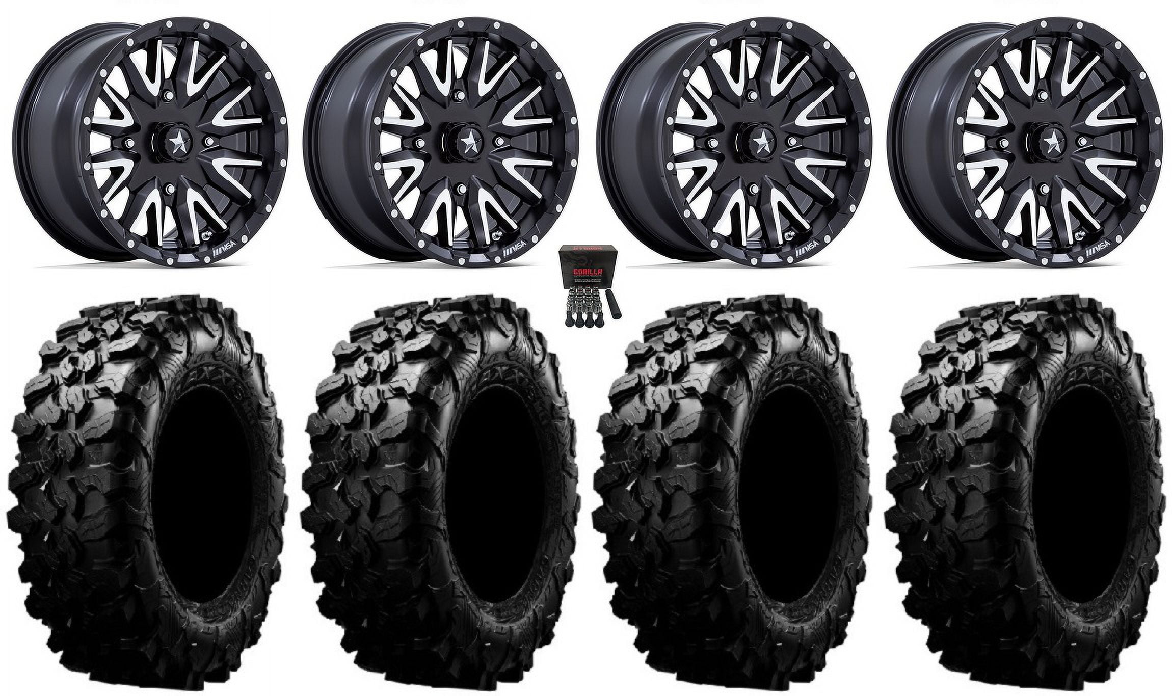 MSA Creed 15" Wheels Machined 32" Carnivore Tires Can-Am Commander ...