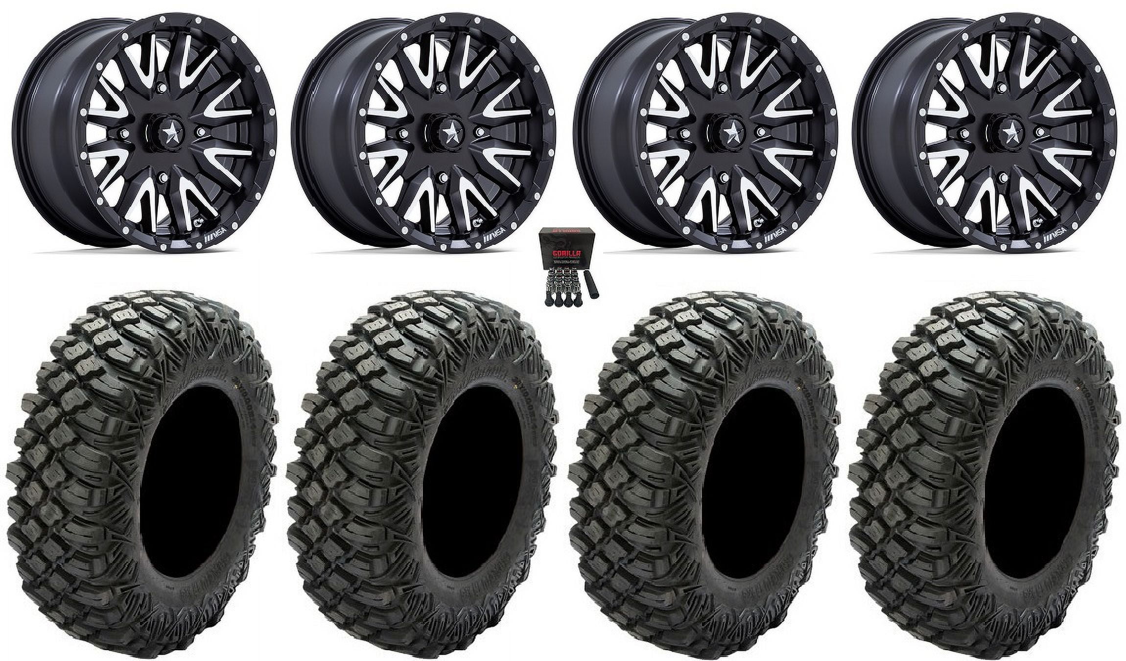 MSA Creed 15" Wheels Machined 32" Crawler XG Tires Polaris RZR XP 1000 / PRO XP / Ranger XP 900/ ...