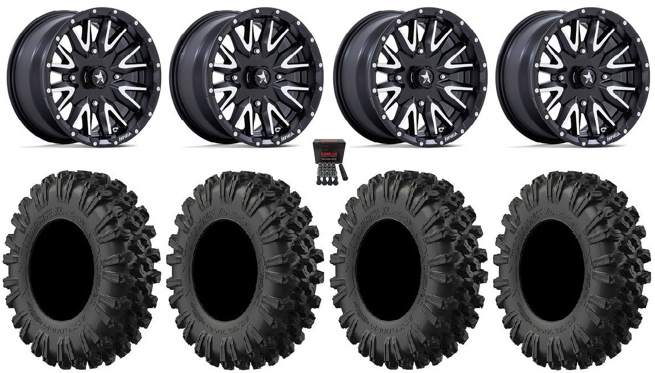 MSA Creed 15" Wheels Machined 32" MotoRavage XL Tires Polaris RZR XP ...