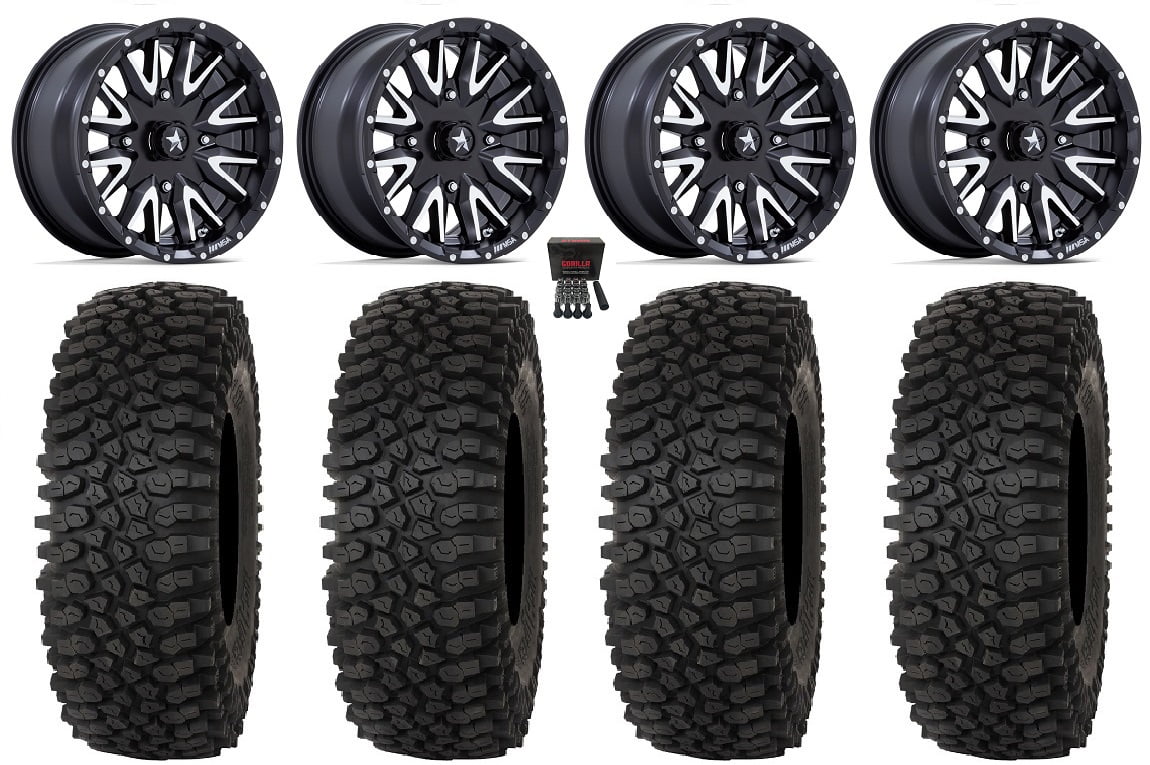 MSA Creed 15" Wheels Machined 32" Roctane STX Tires Can-Am Maverick X3 ...